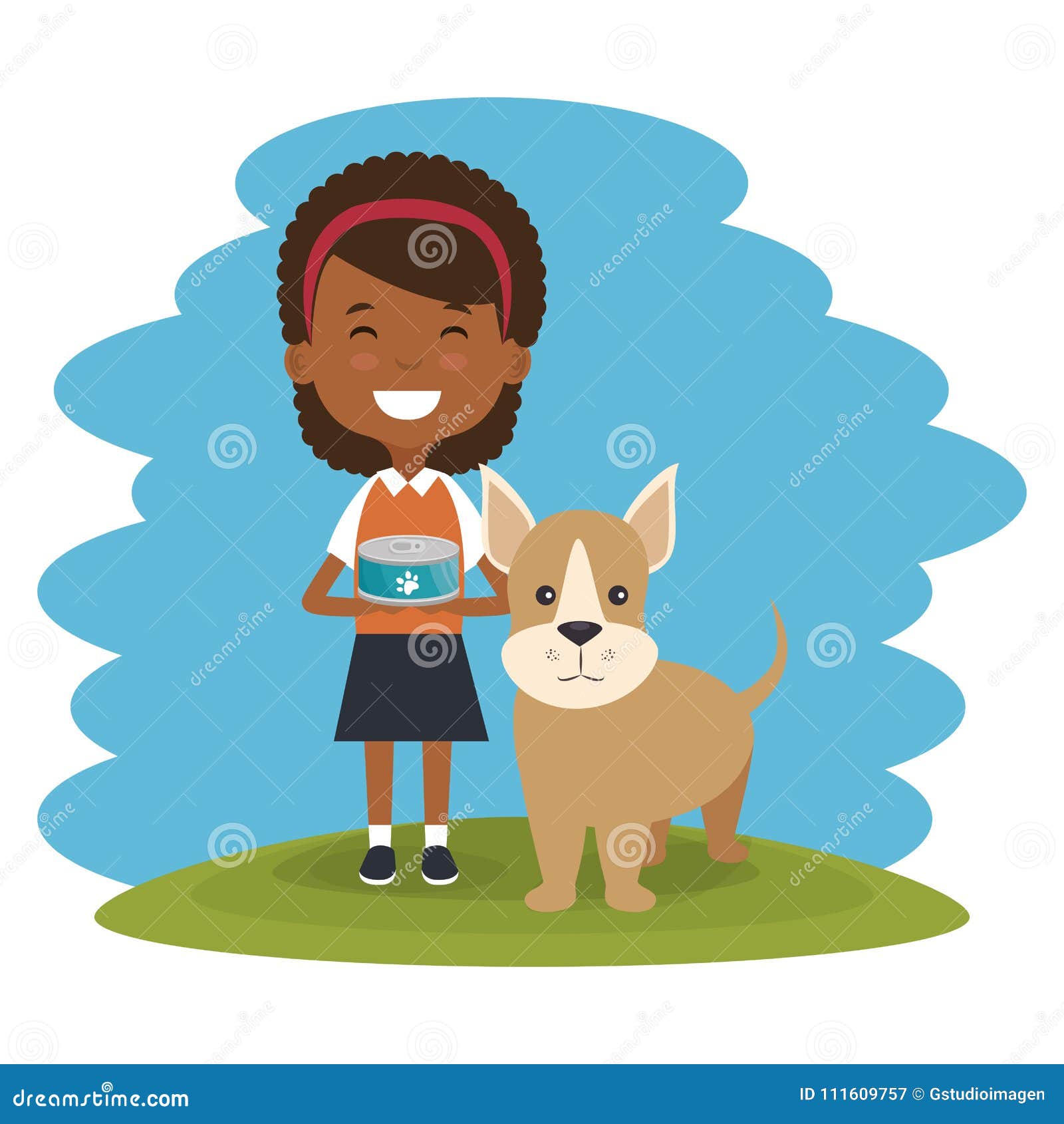 Girl with dog character stock vector. Illustration of cavy - 111609757