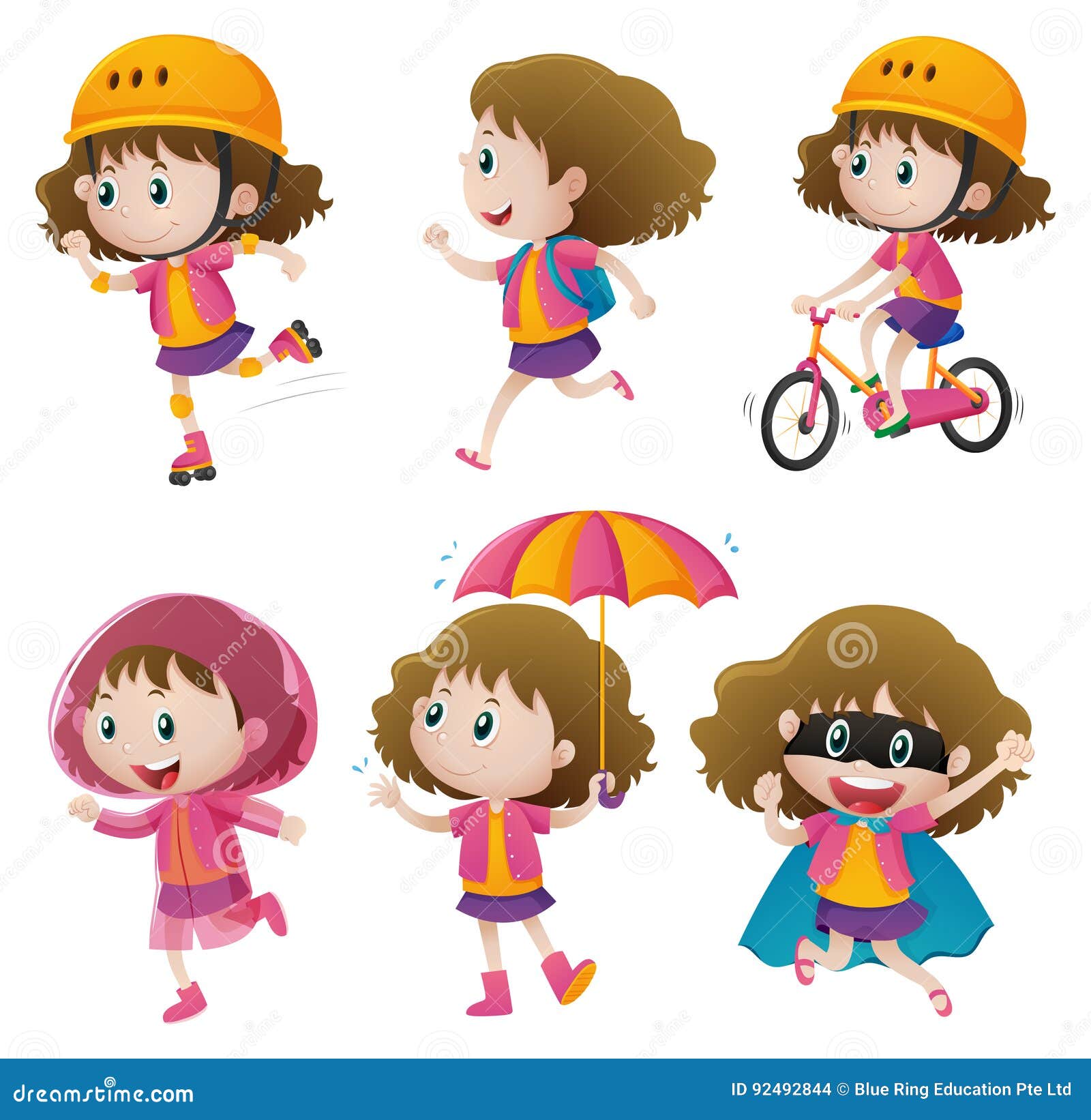Girl Doing Different Activities Stock Vector - Illustration of activity ...