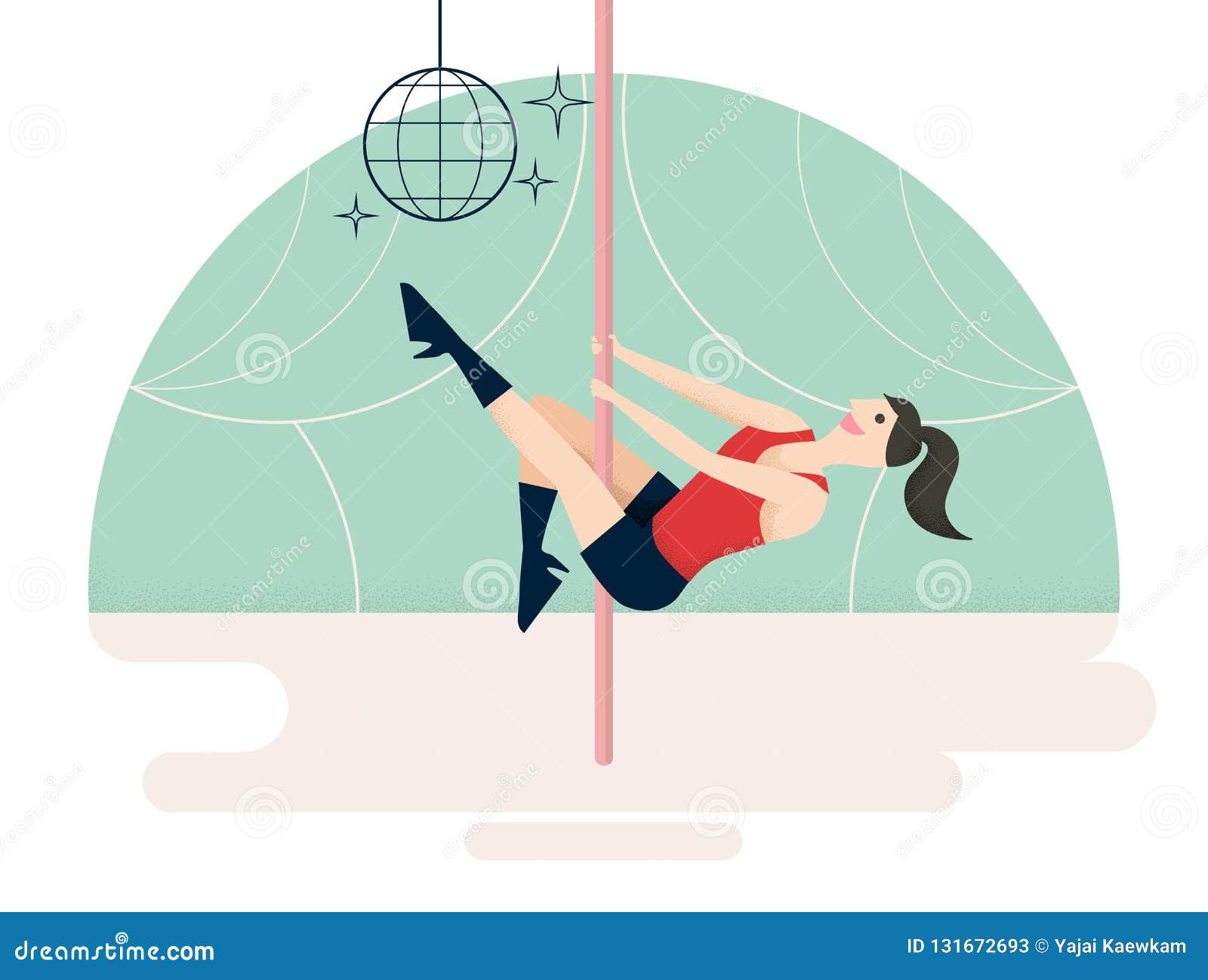 Girl Doing Pole Dance on Stage Stock Vector - Illustration of dance ...