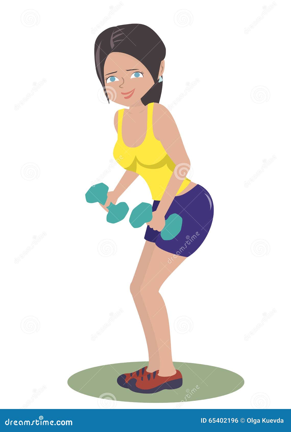 Girl Doing Exercise with Dumbbells Stock Vector - Illustration of care ...