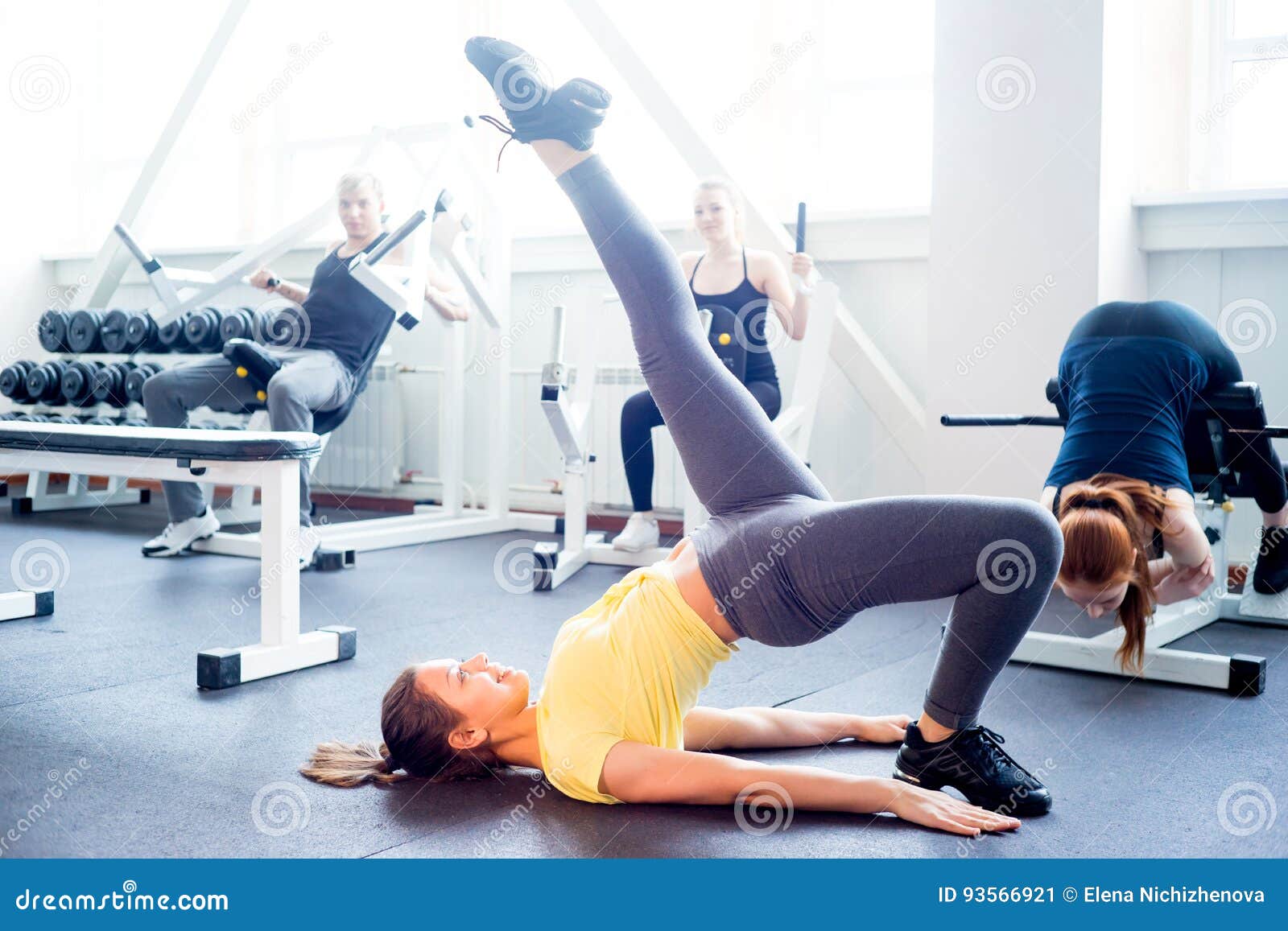 Girl Doing Exercises in Gym Stock Image - Image of beauty, person: 93566921