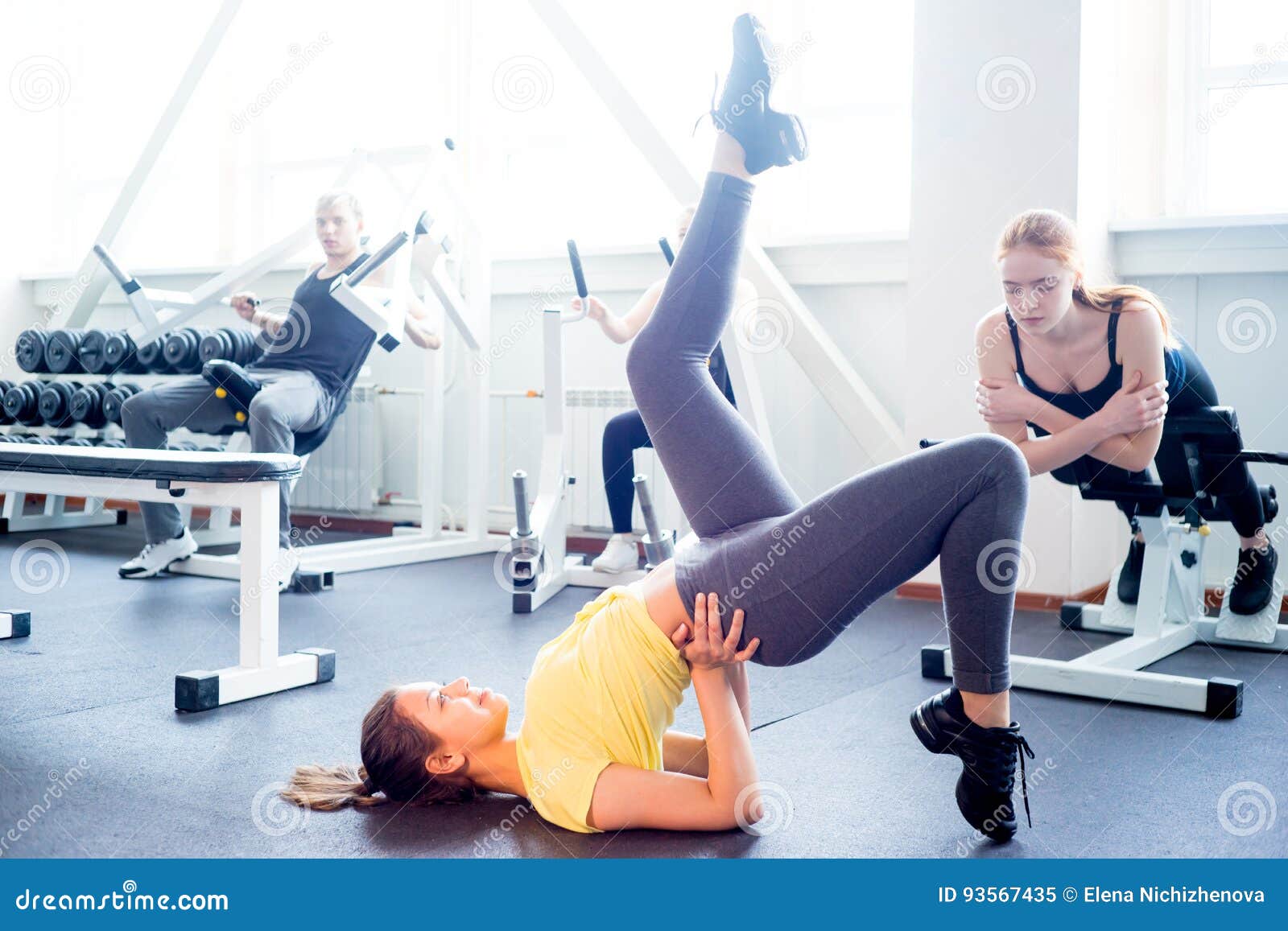 Girl Doing Exercises in Gym Stock Image - Image of muscular, girl: 93567435