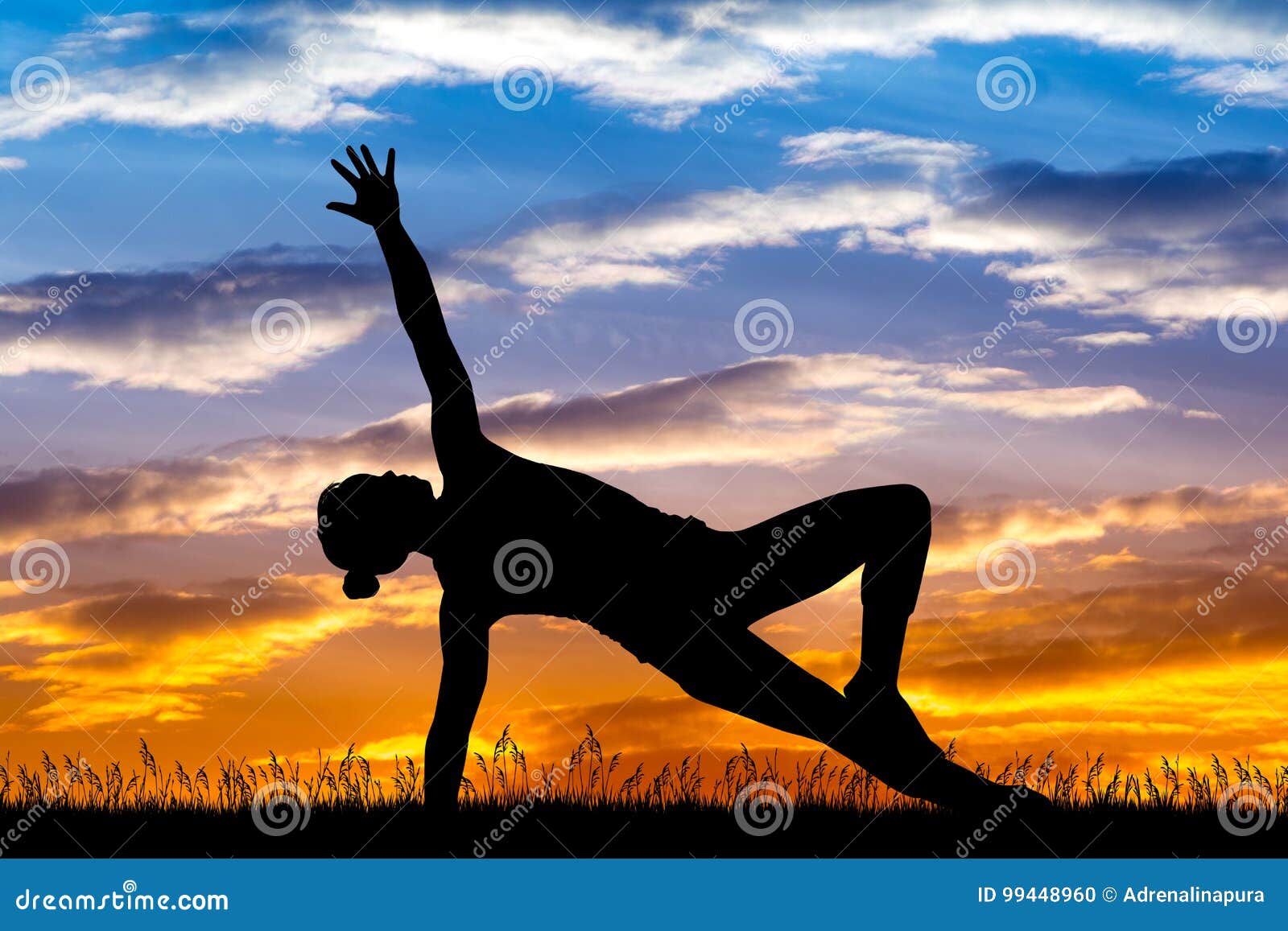 Girl Doing Exercises at Sunset Stock Photo - Image of yoga, girl: 99448960