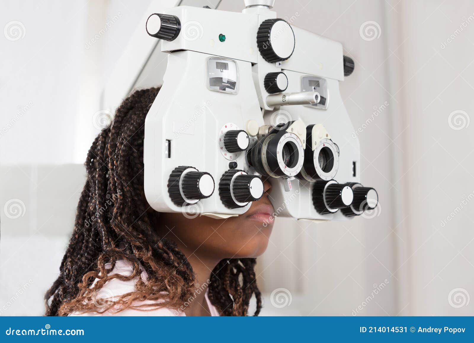 Girl Doing Eye Test stock image. Image of exam, african - 214014531