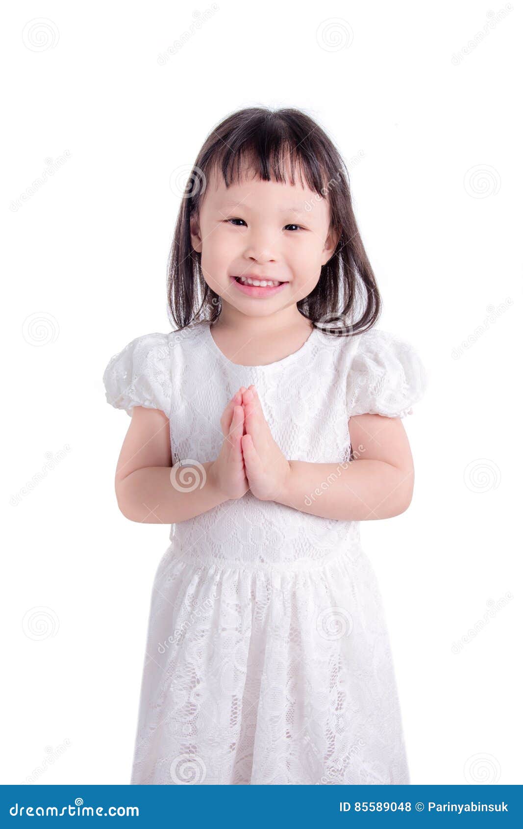 Girl Doing Gesture Welcome Over White Stock Photo - Image of child ...