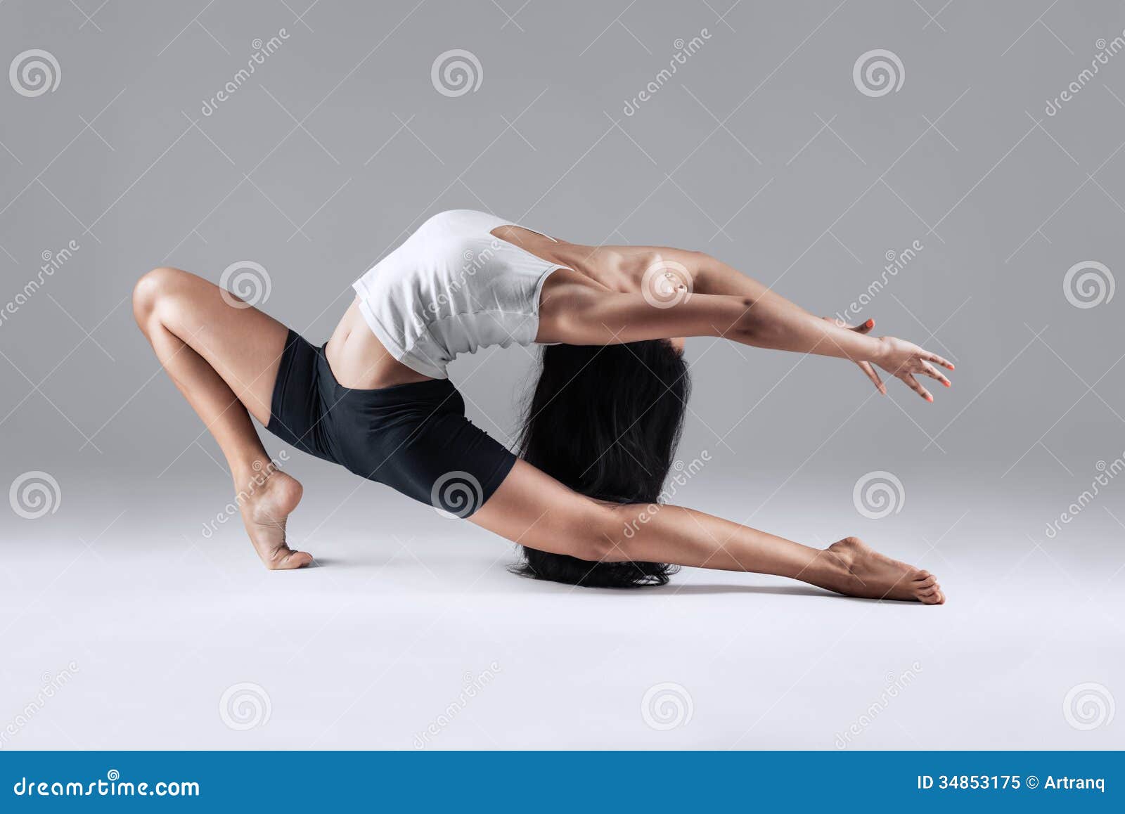 Girl Doing Gymnastic Poses in Studio Stock Image - Image of caucasian ...