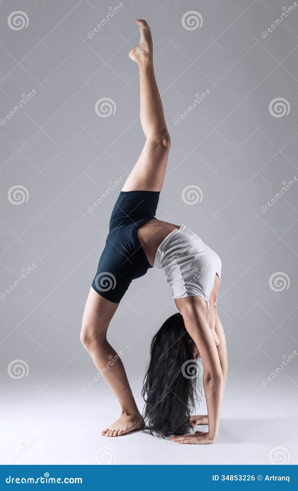 Girl Doing Gymnastic Poses in Studio Stock Photo - Image of female ...