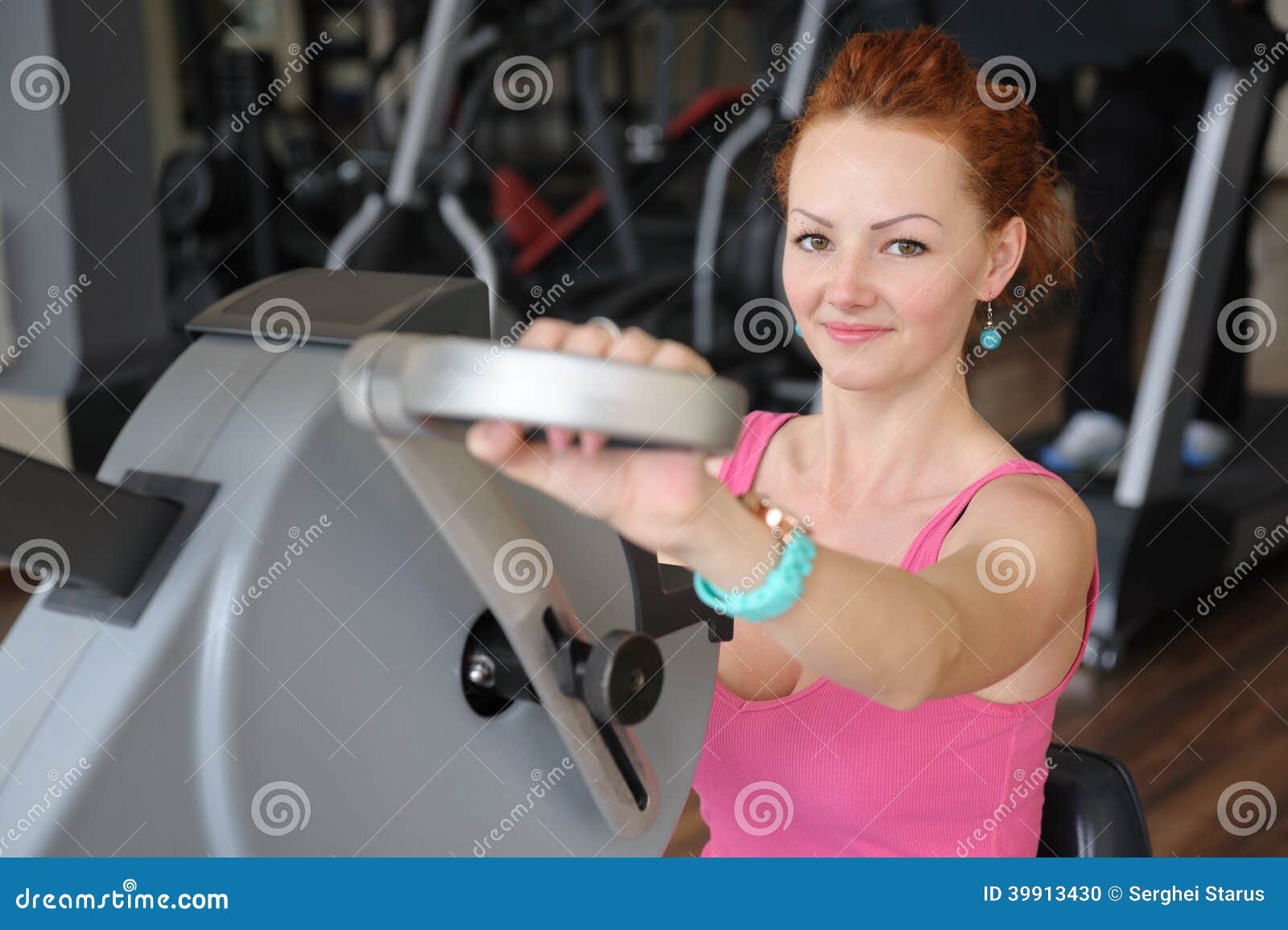 Girl Doing Hands Spinning Machine Workout Stock Photo - Image of ...