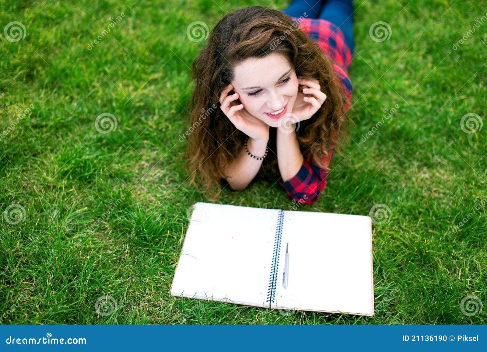 Girl Doing Her Homework Outdoors Stock Photo - Image of attractive ...