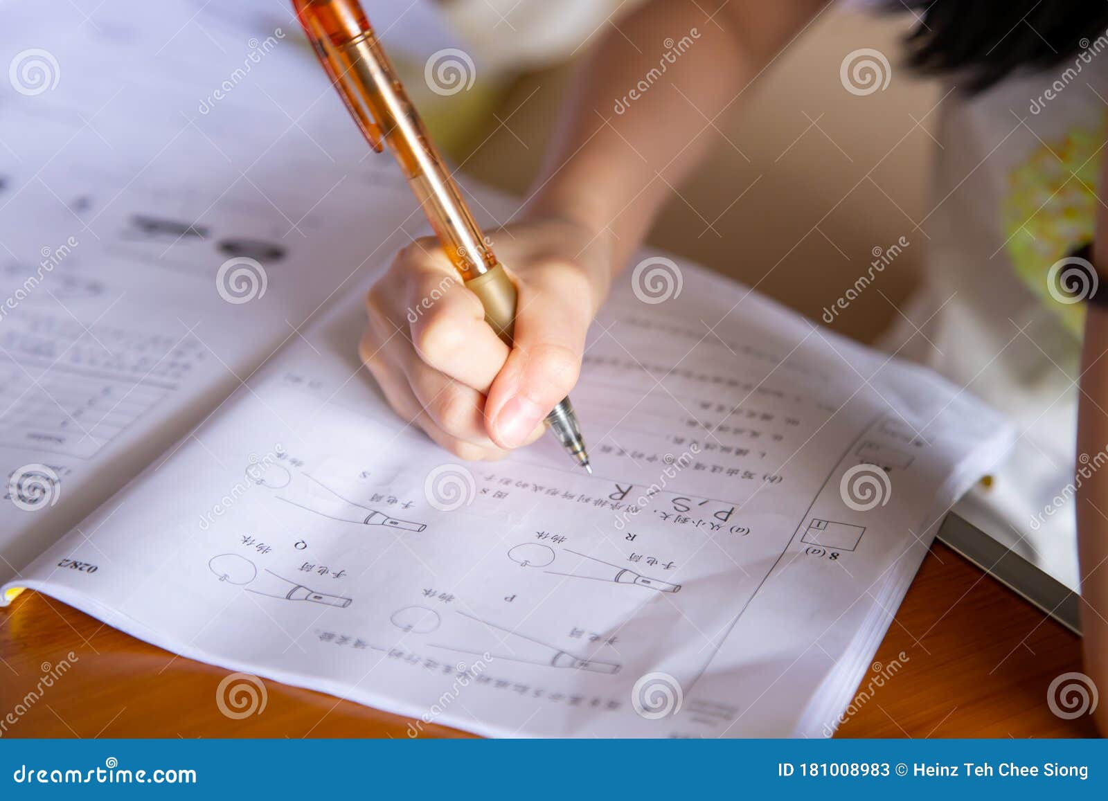 Girl doing her school work stock image. Image of lecture - 181008983