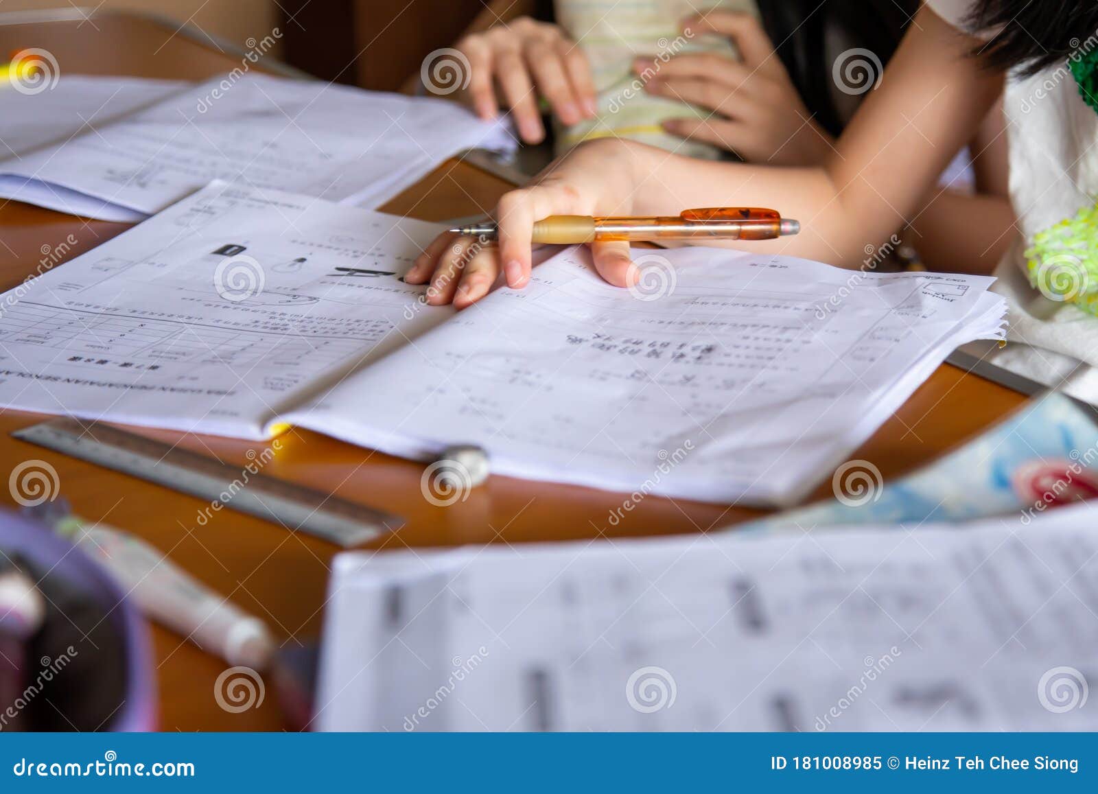 Girl doing her school work stock image. Image of communication - 181008985