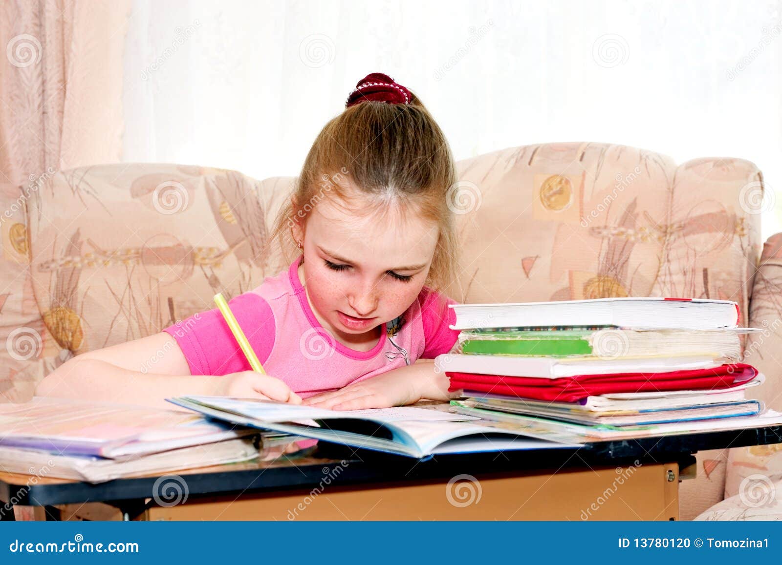 Girl Doing Homework Stock Photo - Image: 13780120
