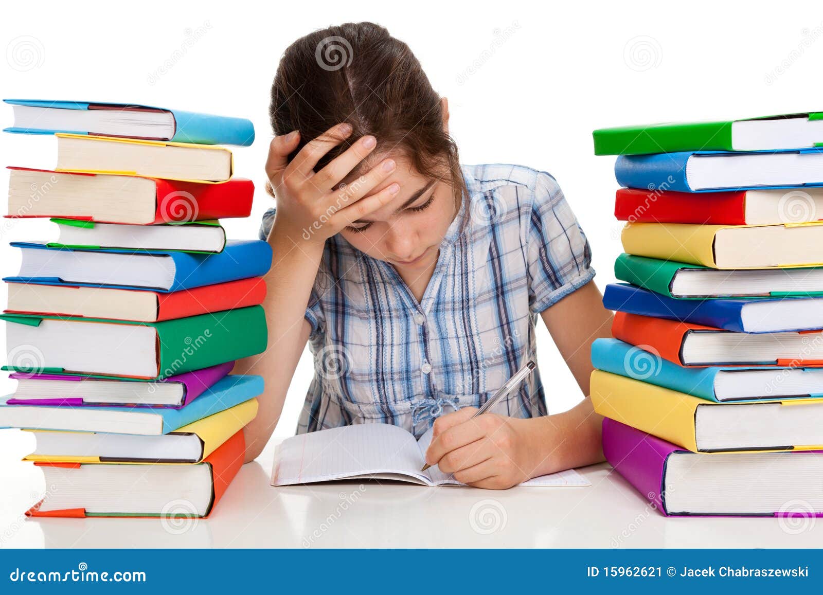 Girl doing homework stock image. Image of isolated, learn - 15962621