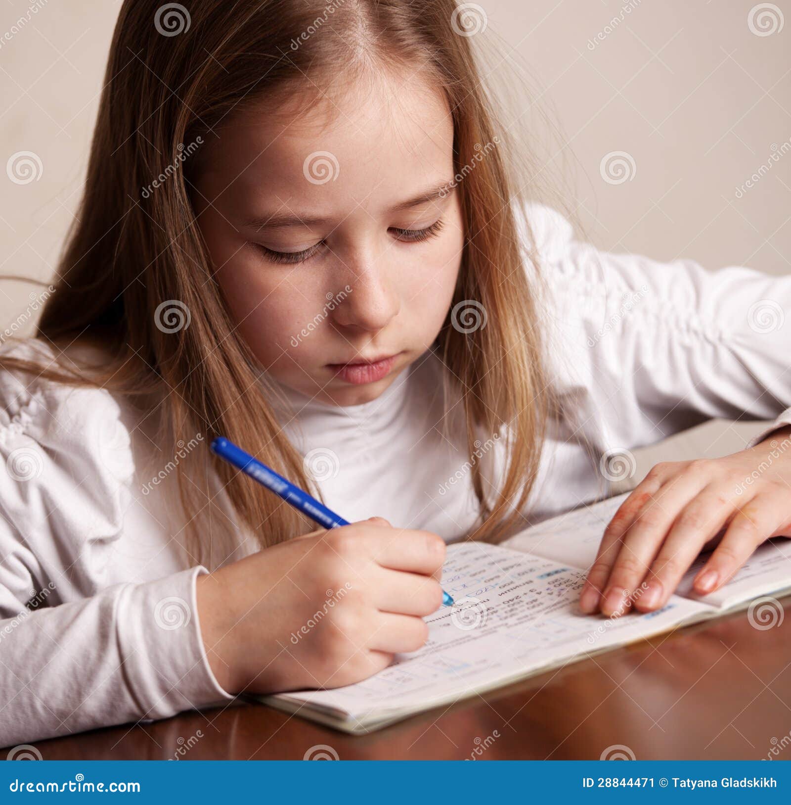 Girl doing homework stock image. Image of closeup, descent - 28844471