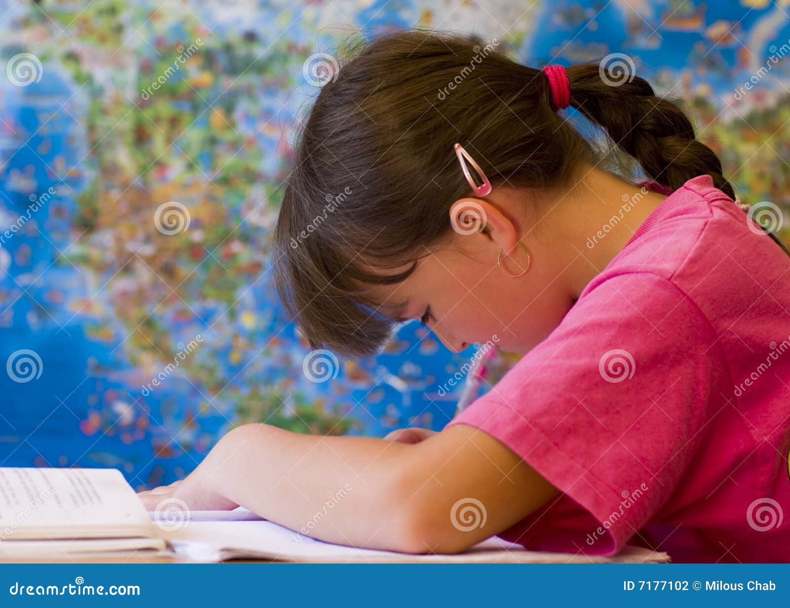 Girl doing homework stock photo. Image of eyes, educate - 7177102