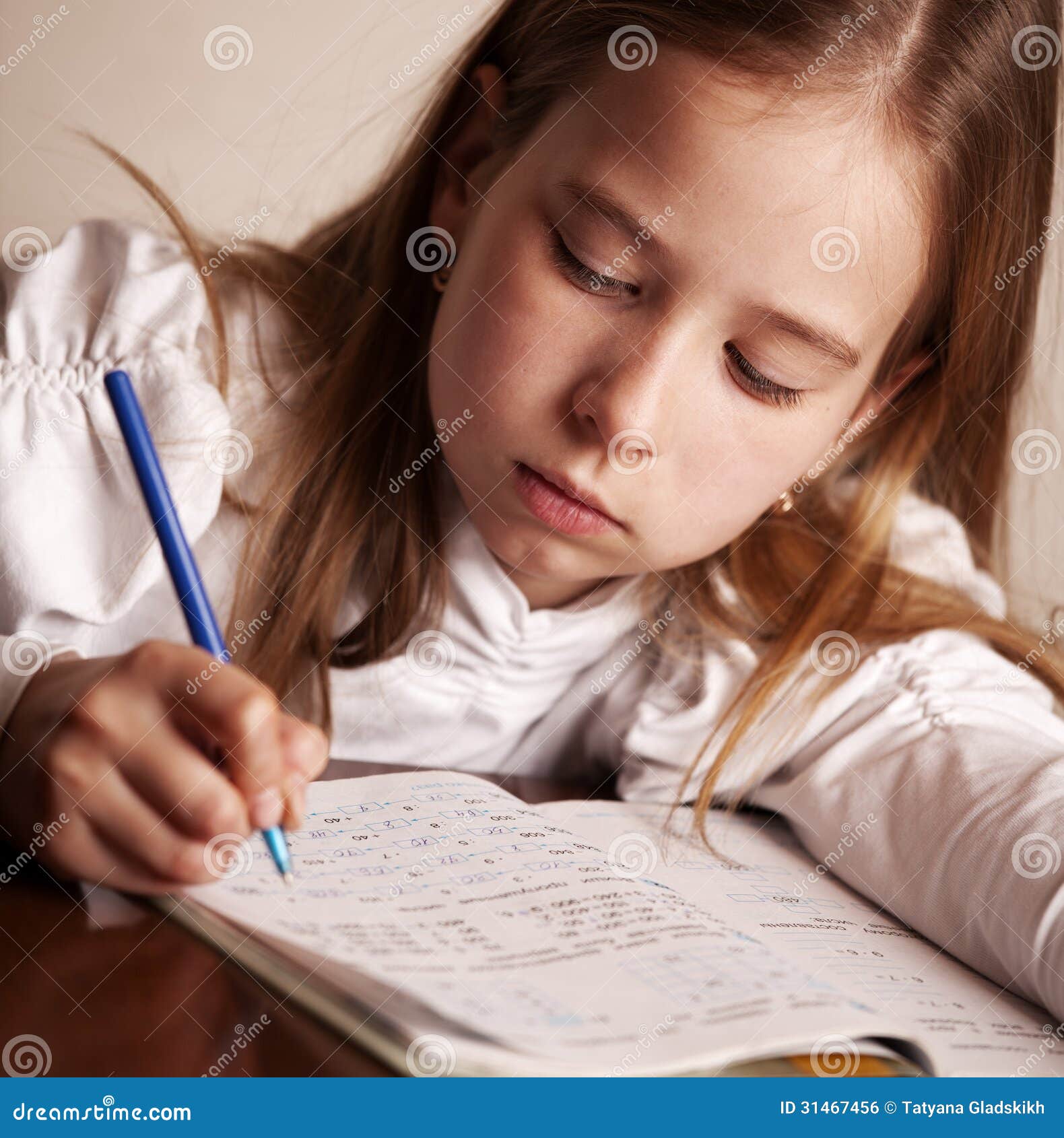 Girl doing homework stock photo. Image of descent, expressing - 31467456