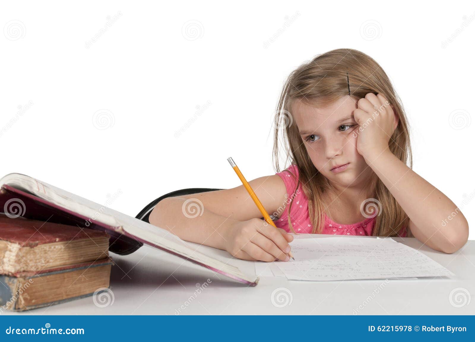 Girl Doing Homework stock photo. Image of lifestyle, desk - 62215978
