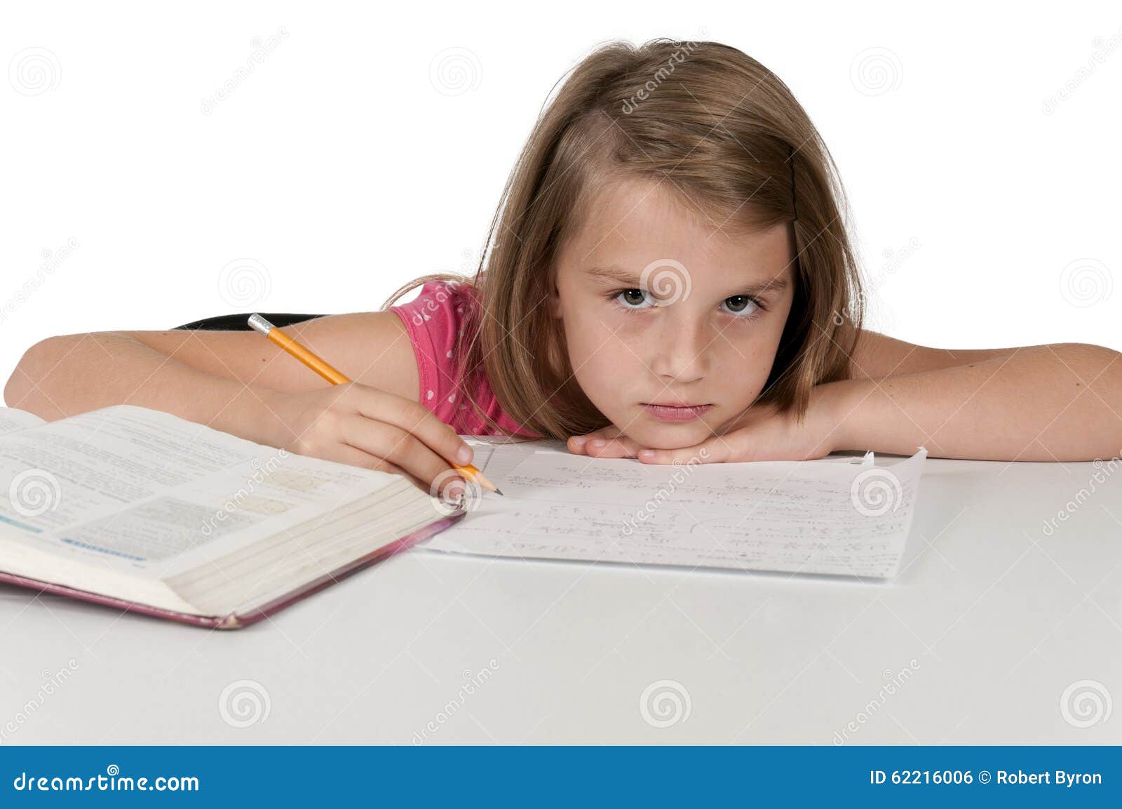 Girl Doing Homework stock photo. Image of book, learning - 62216006