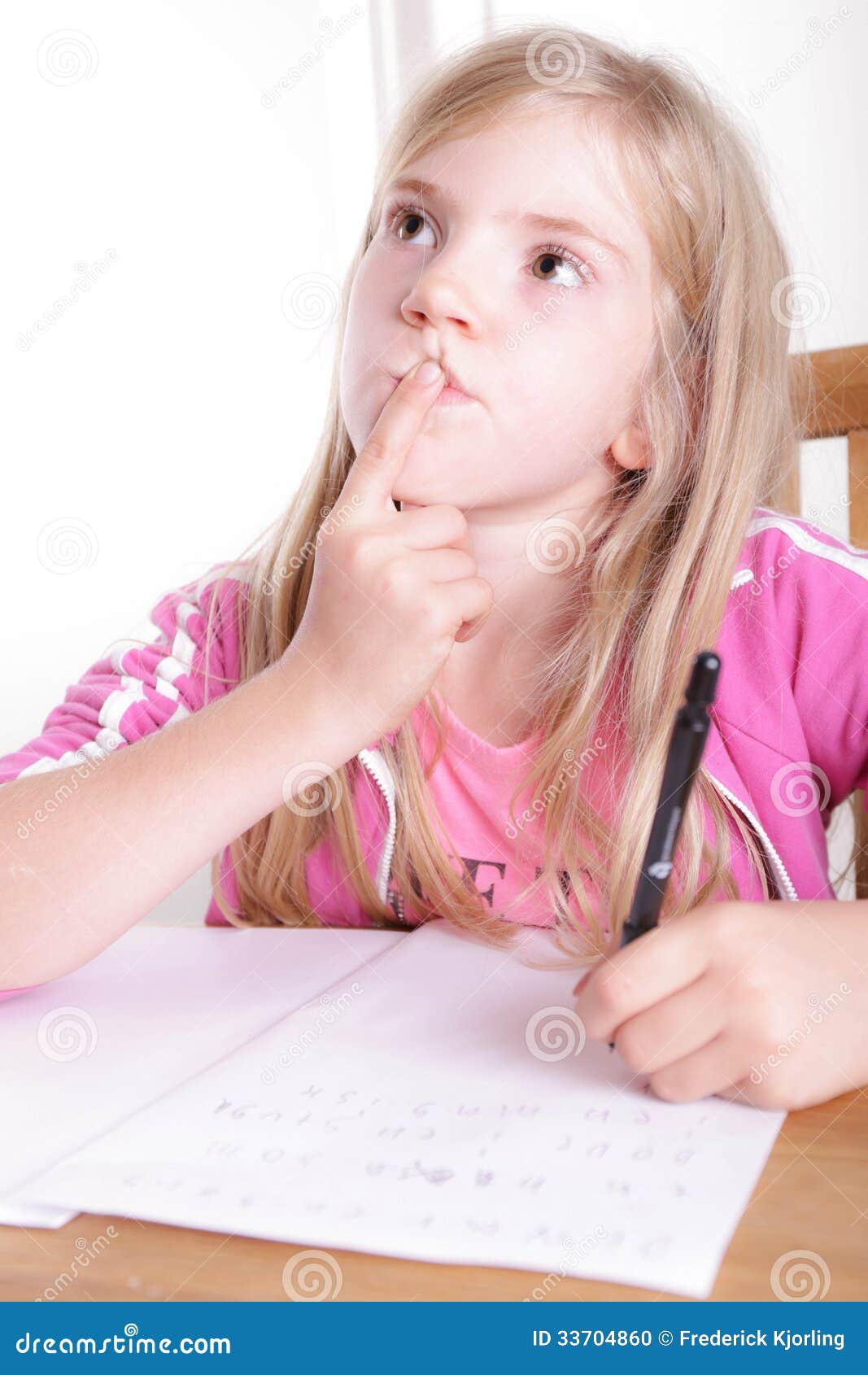 Girl doing homework stock photo. Image of sitting, reading - 33704860