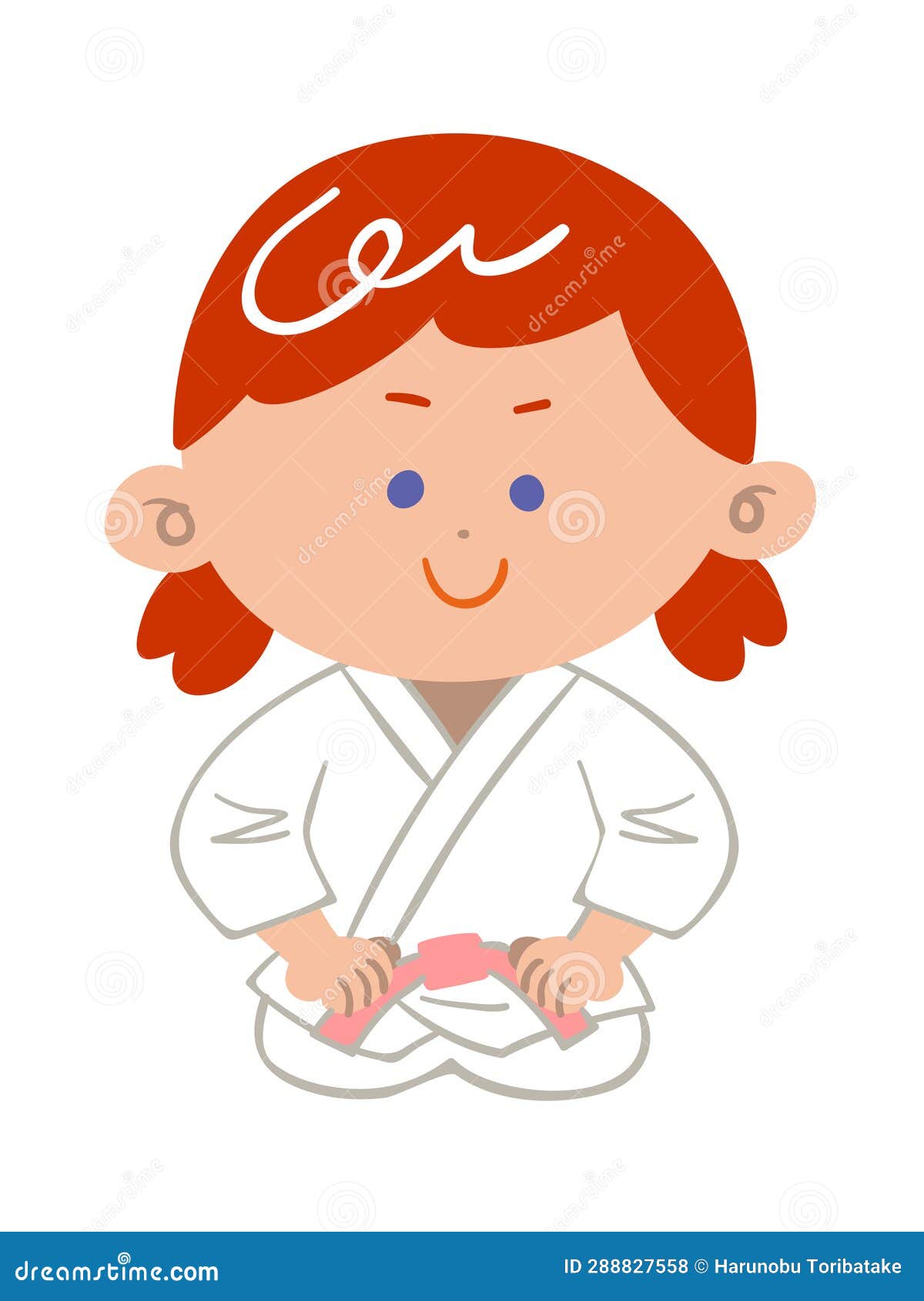 Girl Doing Karate Sitting In Seiza Position Vector Illustration ...