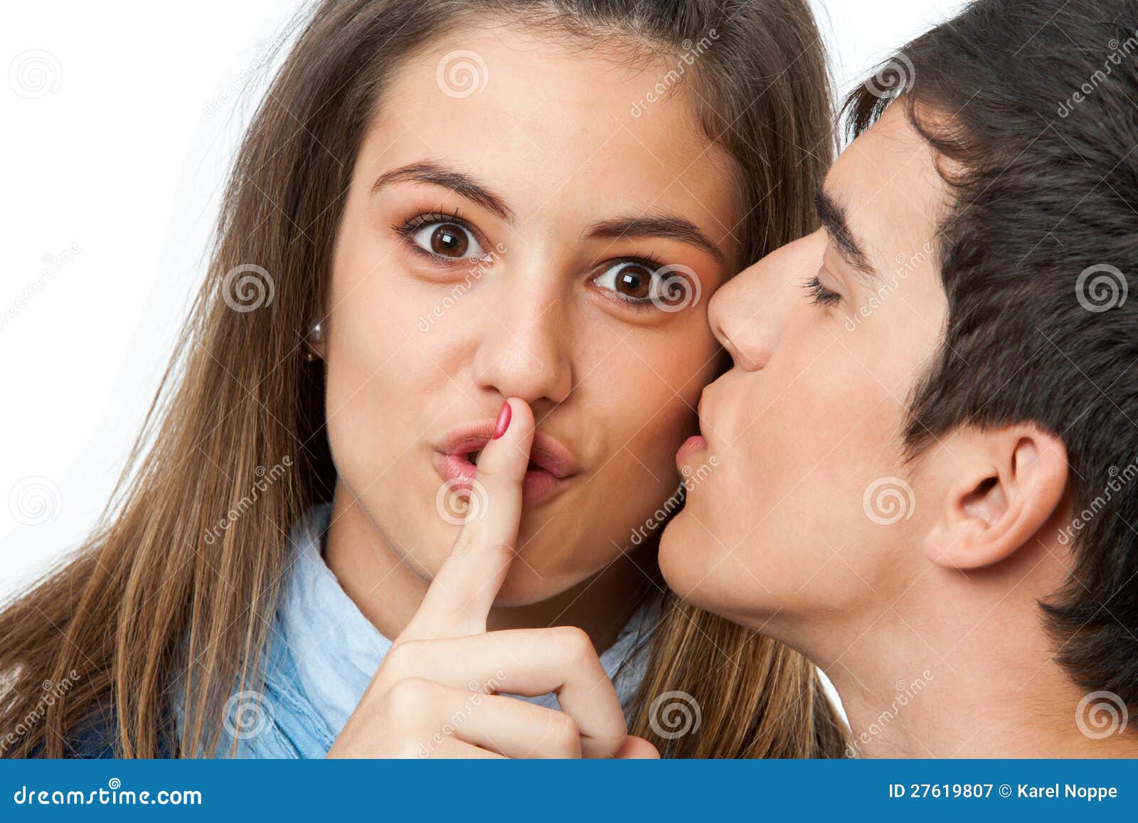 Girl Doing Keep Quiet Sign. Stock Image - Image of male, female: 27619807
