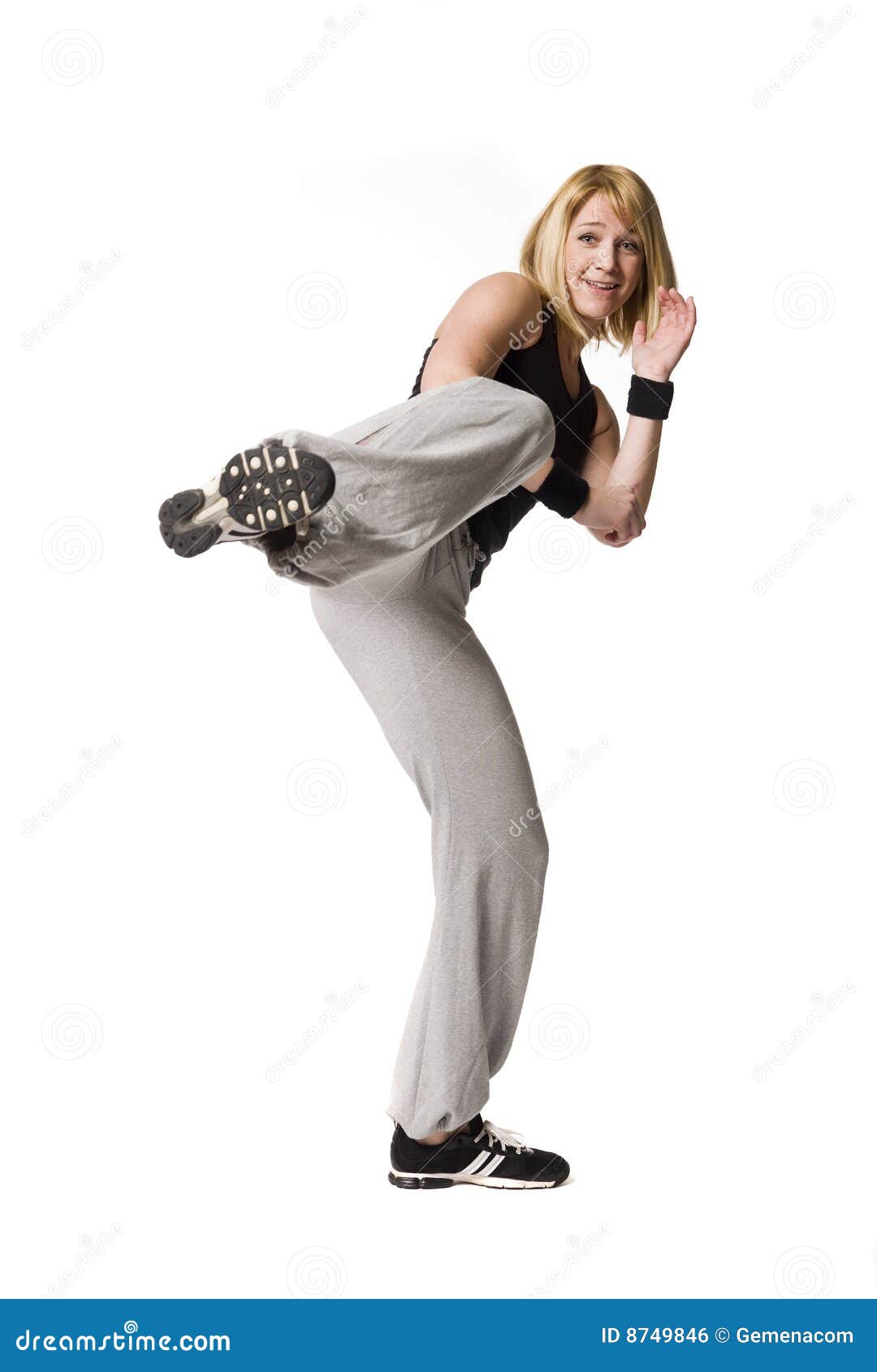 Girl doing a kick stock photo. Image of girl, kick, healthy - 8749846