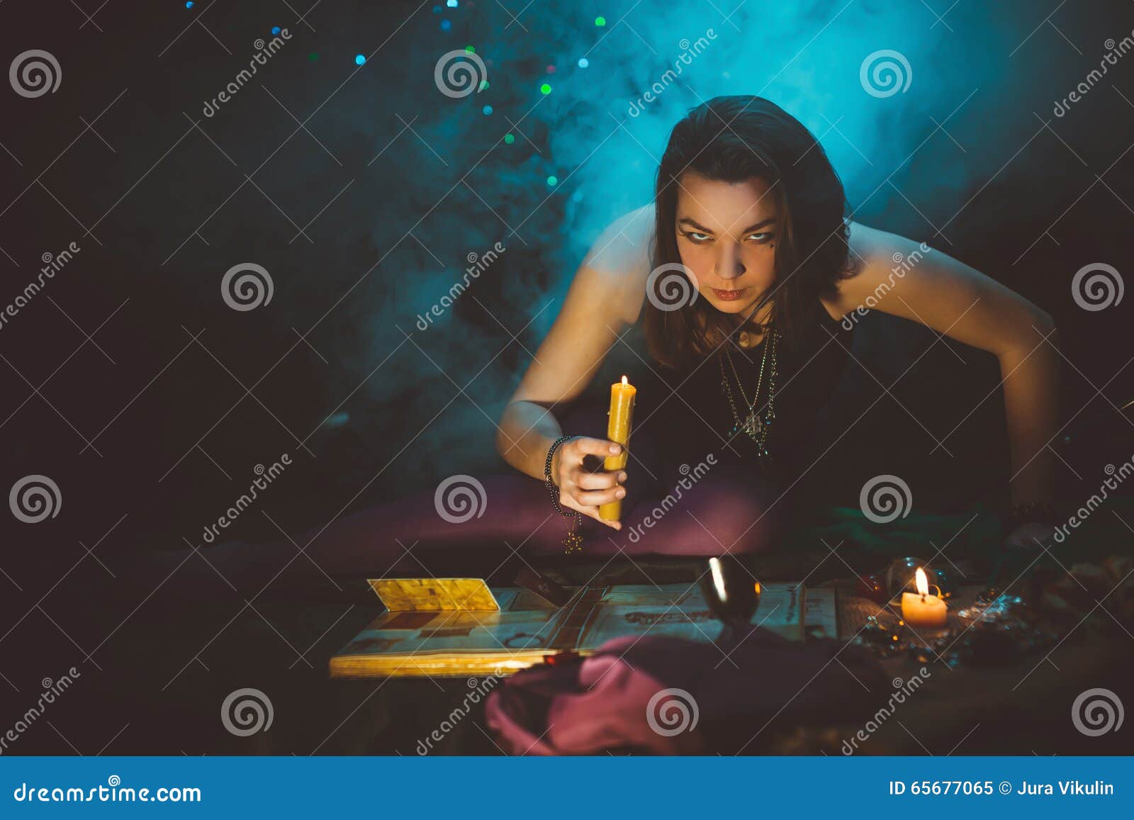 Girl doing magic stock image. Image of crystal, demon - 65677065