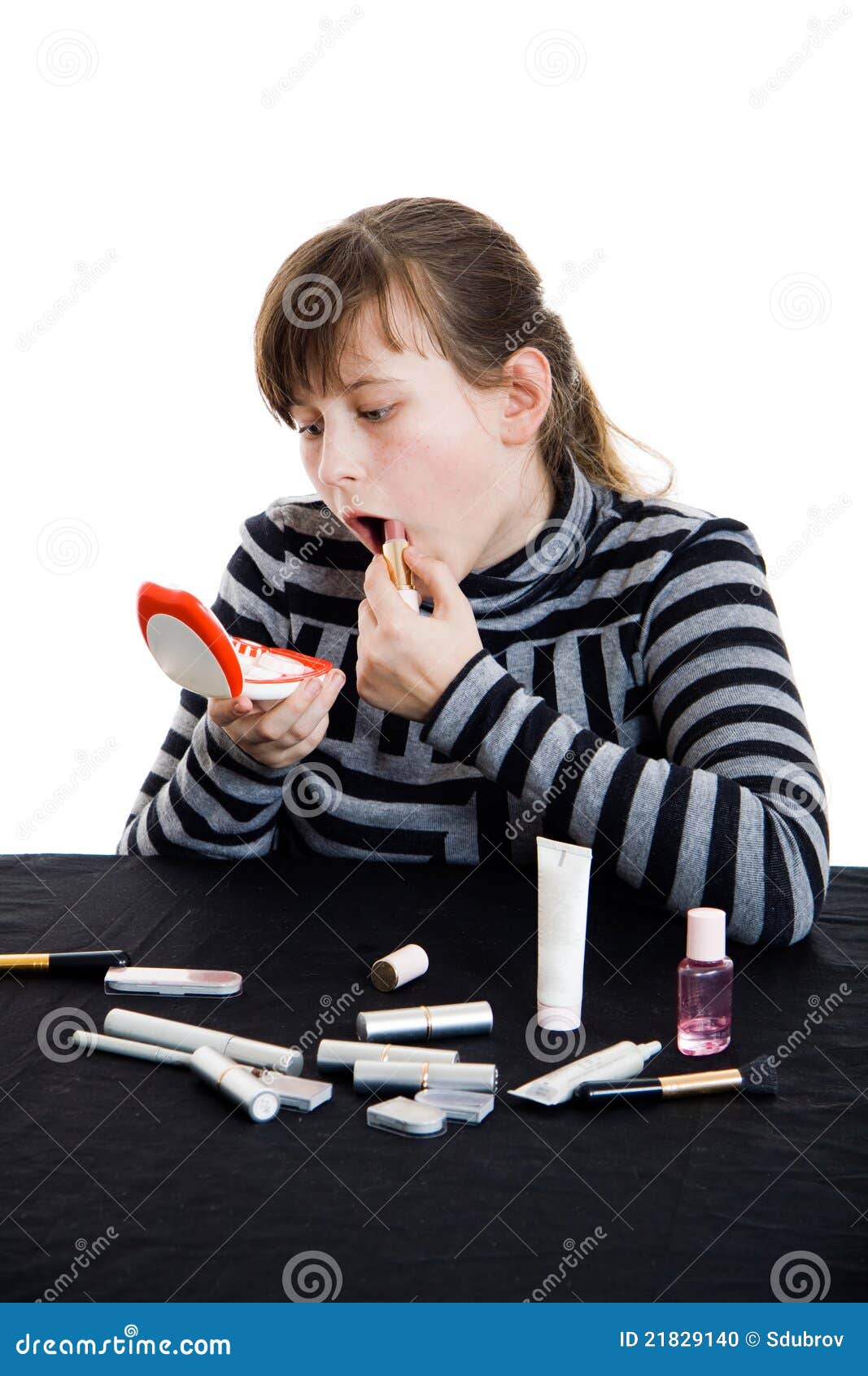 Girl doing make-up stock photo. Image of makeup, beautiful - 21829140