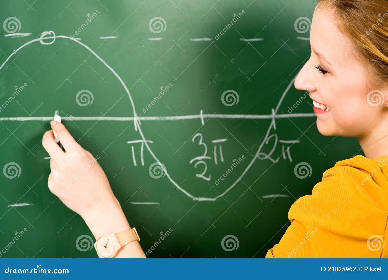 Girl Doing Math on Chalkboard Stock Photo - Image of college, caucasian ...
