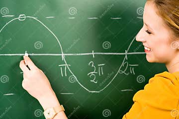 Girl Doing Math on Chalkboard Stock Photo - Image of college, caucasian ...