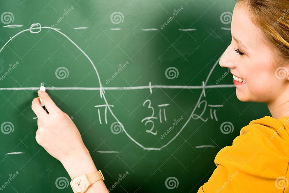 Girl Doing Math on Chalkboard Stock Photo - Image of college, caucasian ...