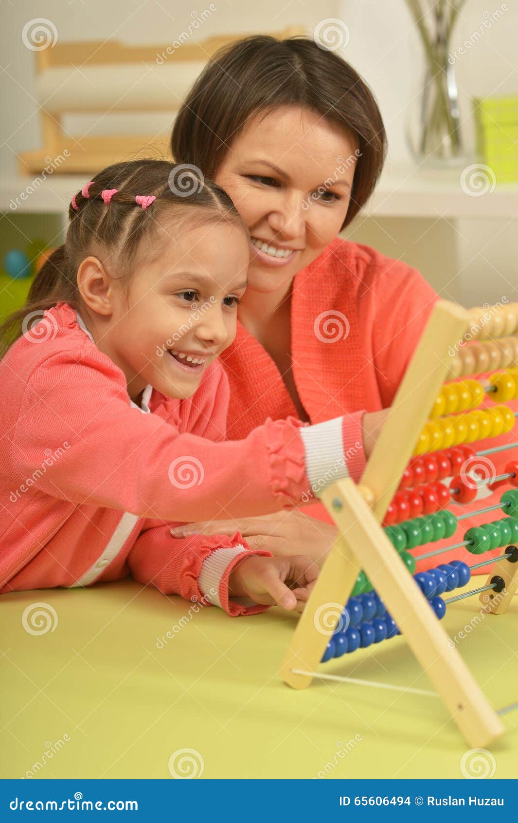 Girl Doing Math Exercises with Mother Stock Photo - Image of numeric ...