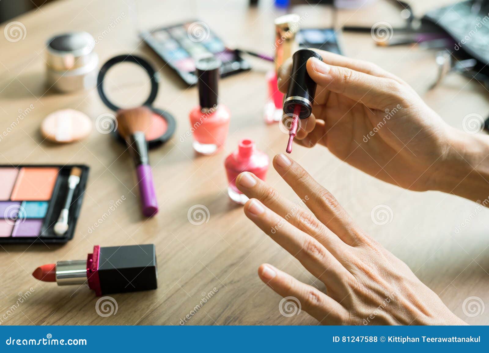 Girl Doing Nail Pianting on Dressing Table Stock Photo - Image of model ...