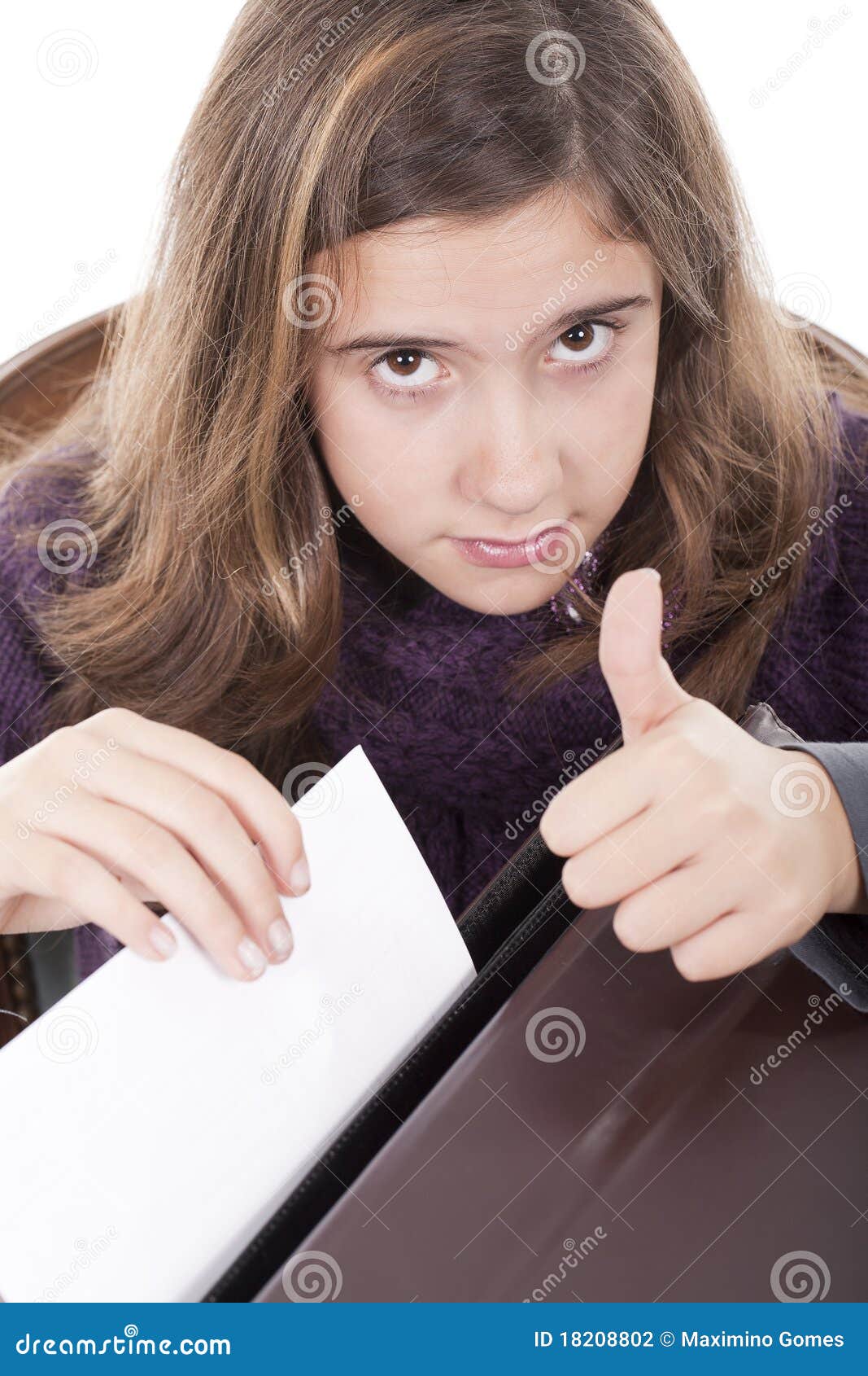 Girl doing ok sign stock photo. Image of pretty, student - 18208802