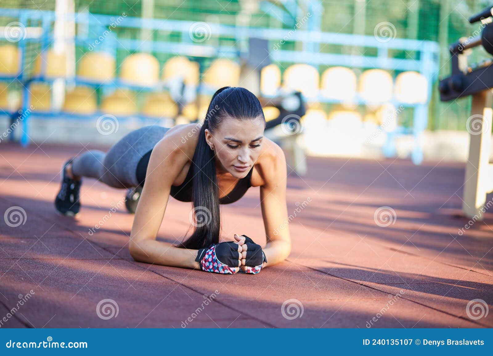 Girl Doing Plank Exercise Outdoors Stock Image - Image of adult, health ...