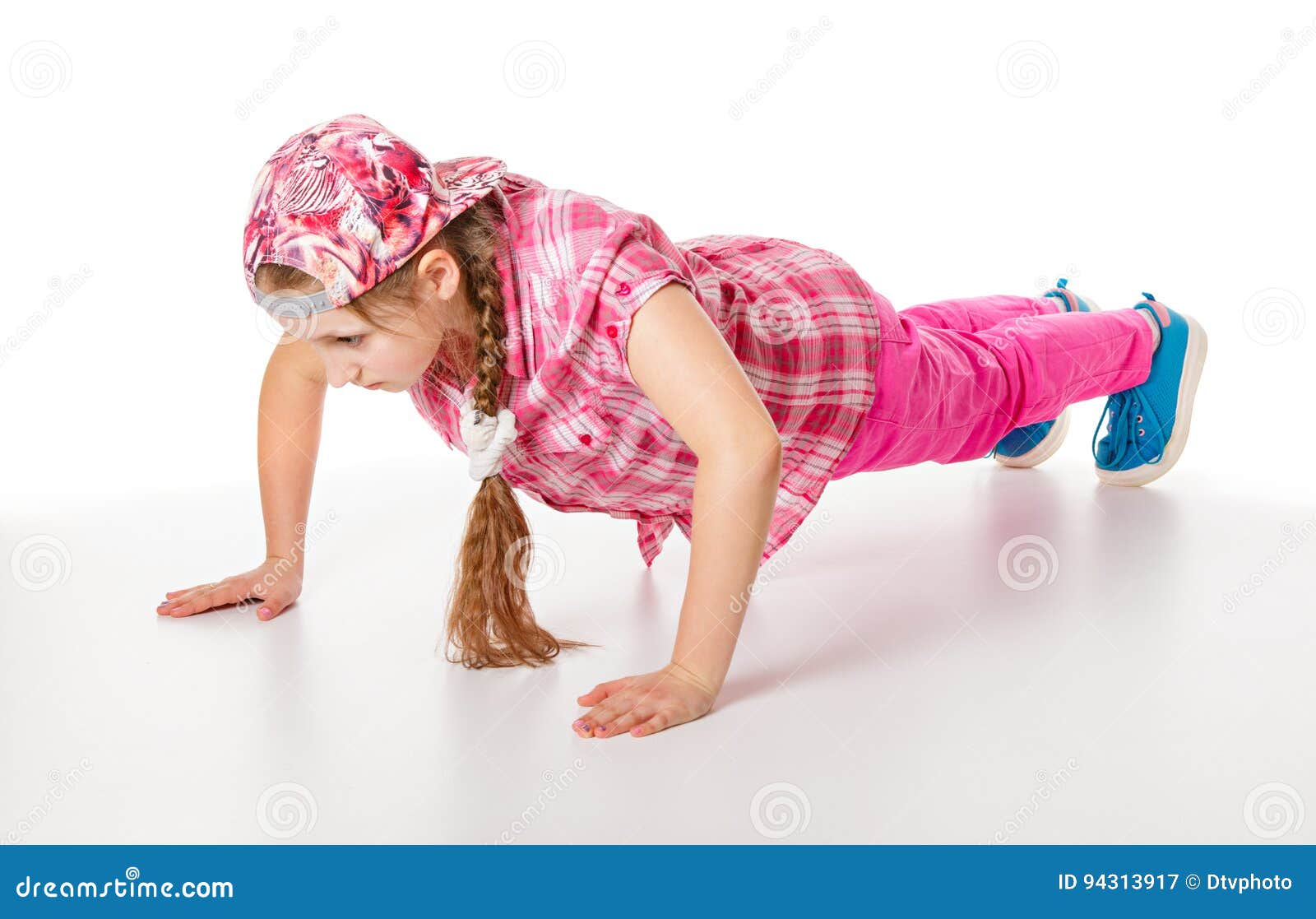Girl doing push-ups stock image. Image of force, girl - 94313917