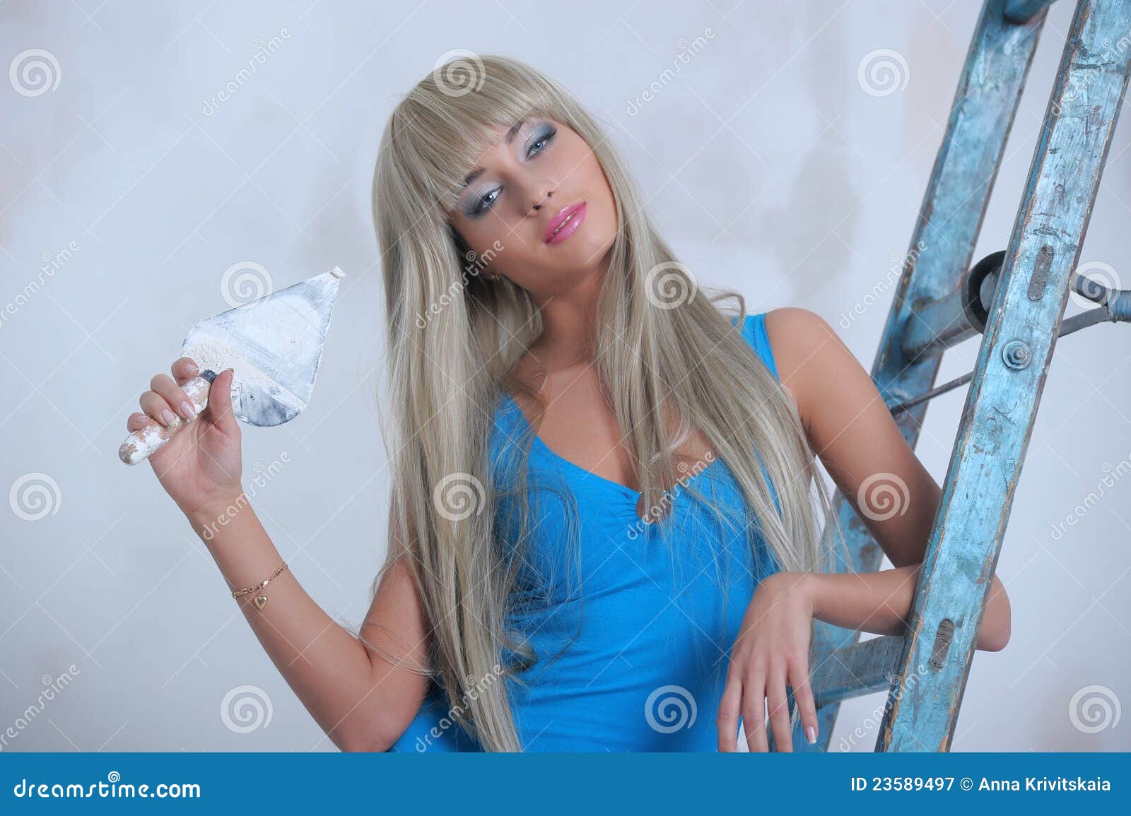 Girl doing repairs at home stock image. Image of high - 23589497