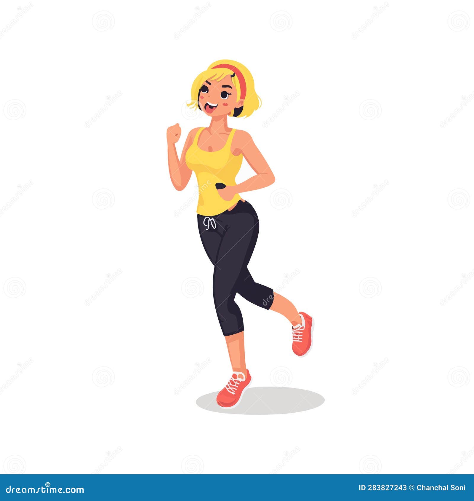 Girl Doing Running Exercise Vector Illustration Stock Illustration ...