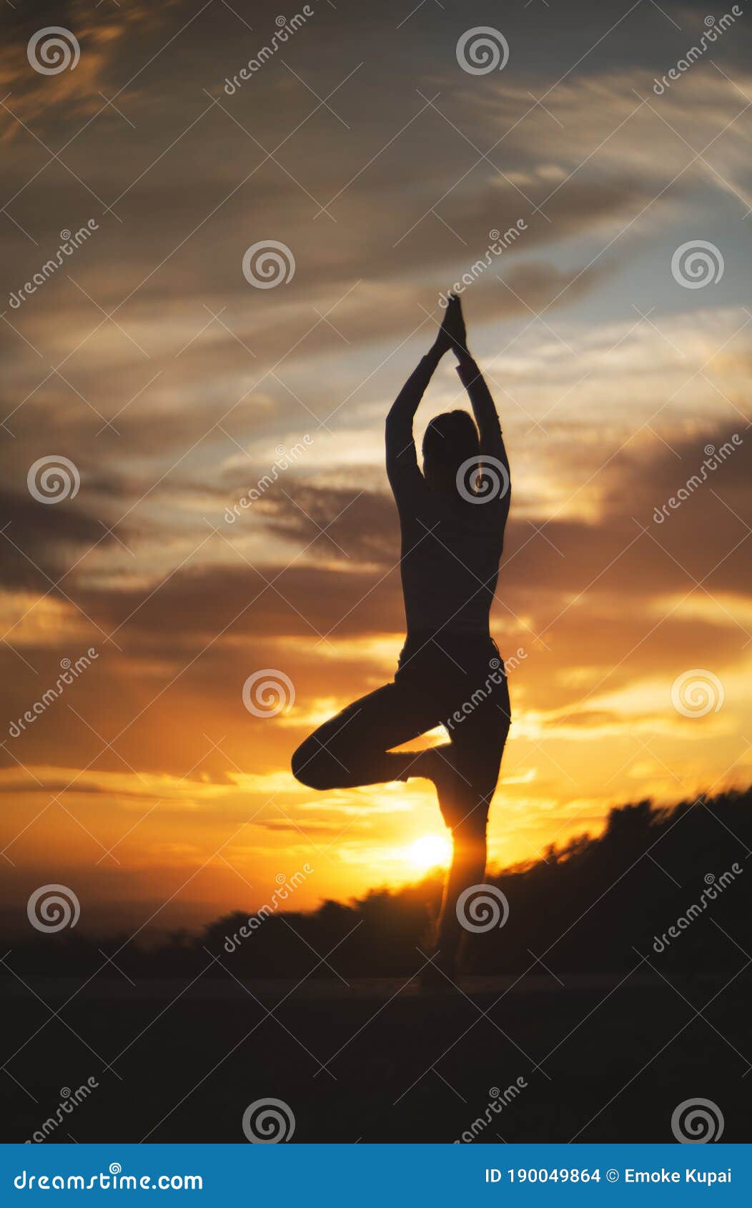 Sunset Yoga Activity stock photo. Image of pose, posat - 190049864