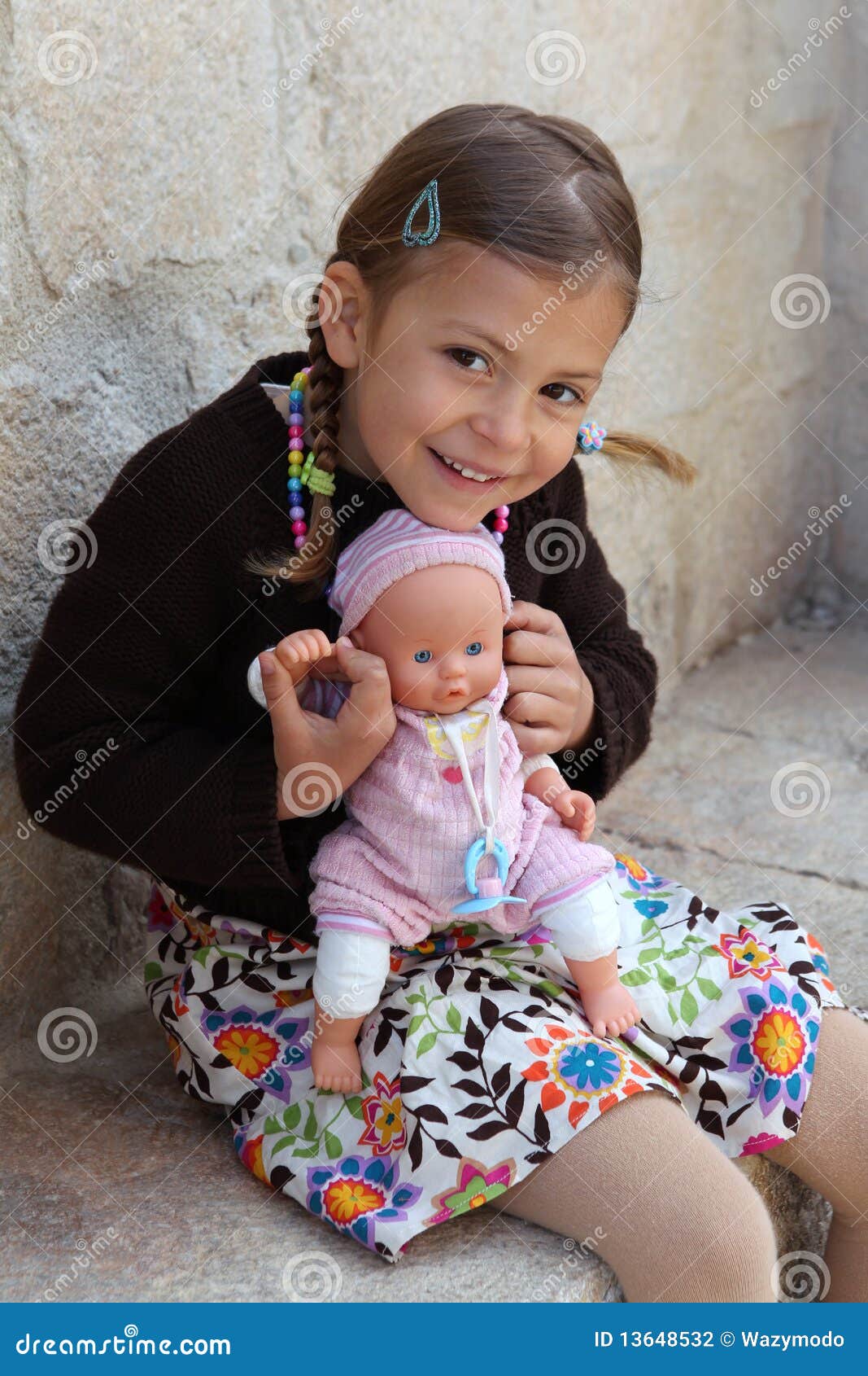Girl with doll stock photo. Image of caucasian, girl - 13648532