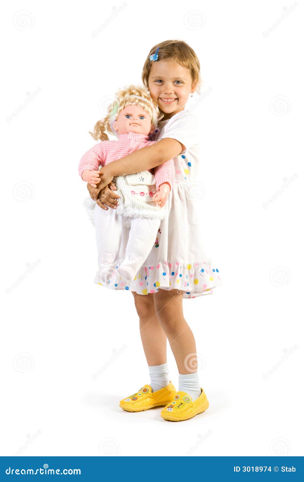 Girl with doll stock photo. Image of small, doll, beauty - 3018974