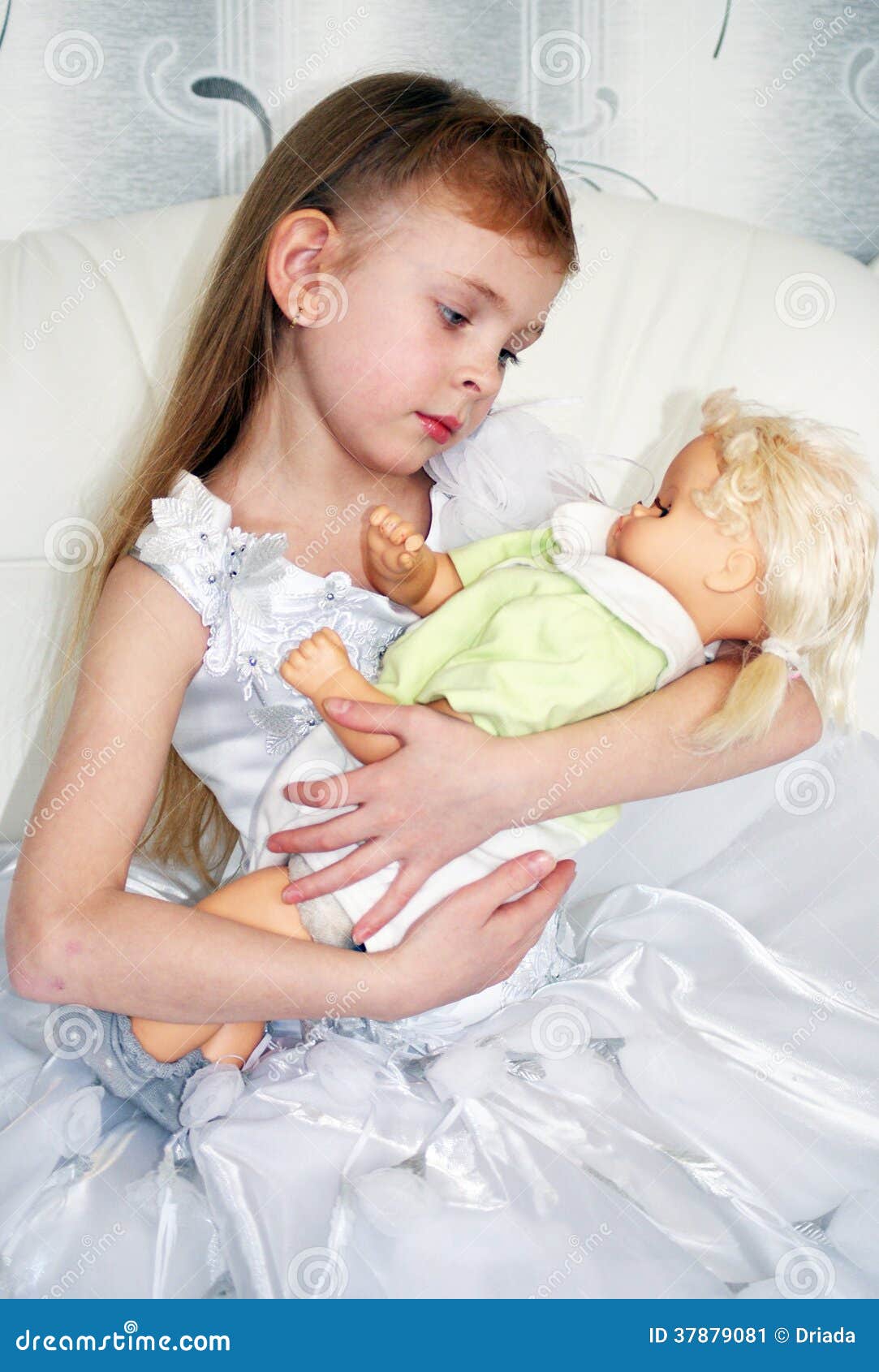 Girl with a doll stock image. Image of life, glad, cute - 37879081