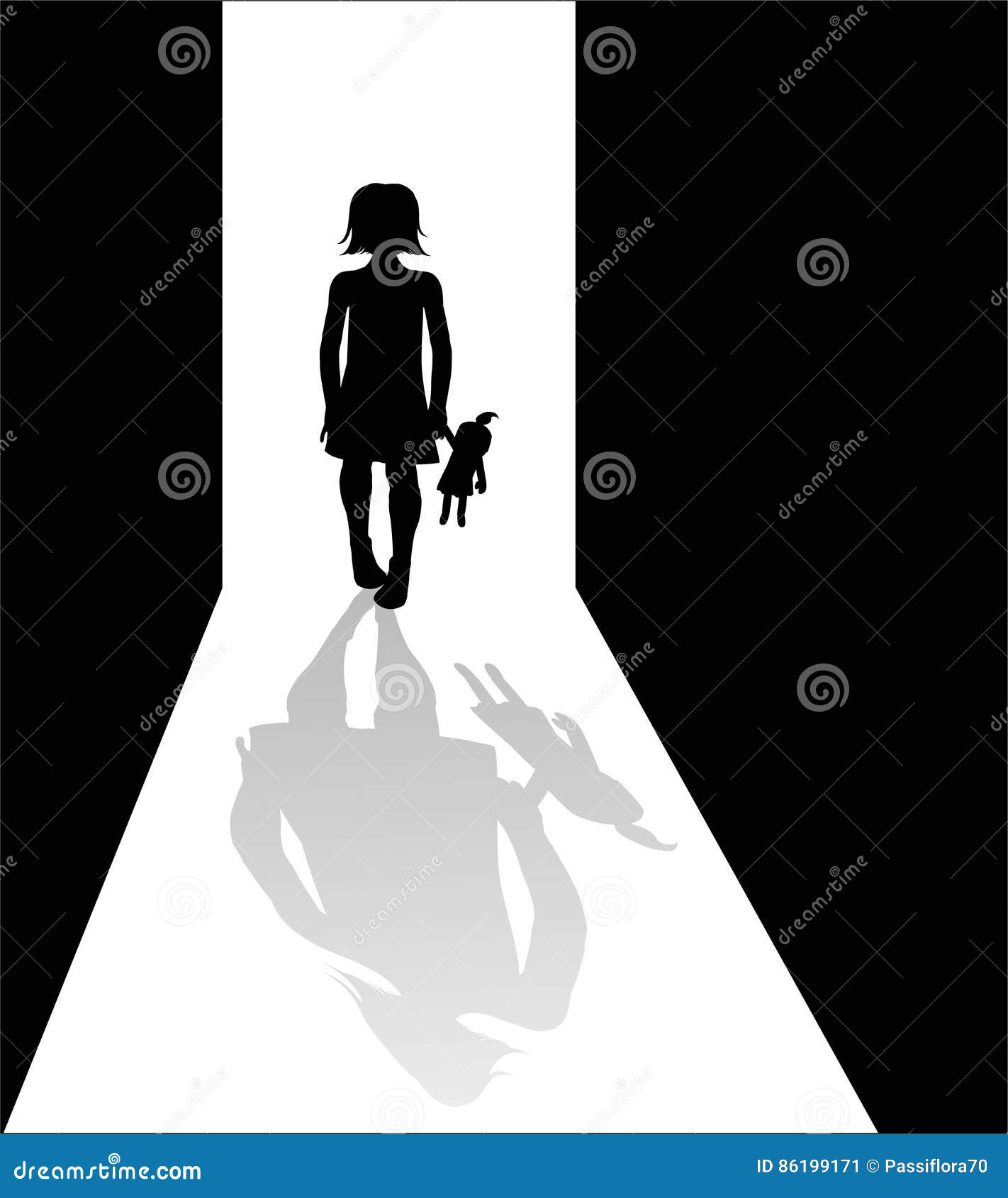 Girl with doll stock vector. Illustration of vector, activity - 86199171