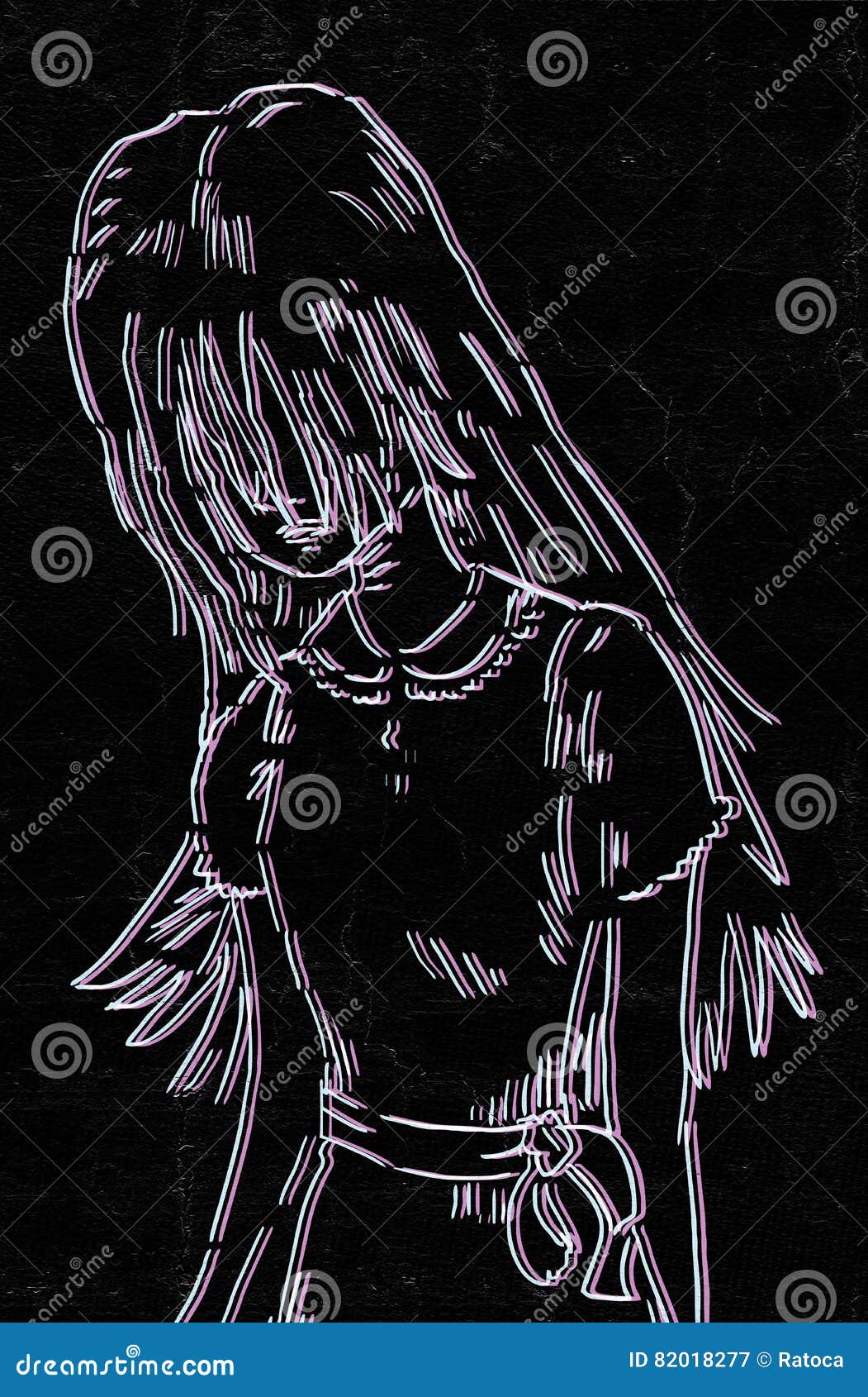 Girl draw visual effect stock illustration. Illustration of dark - 82018277