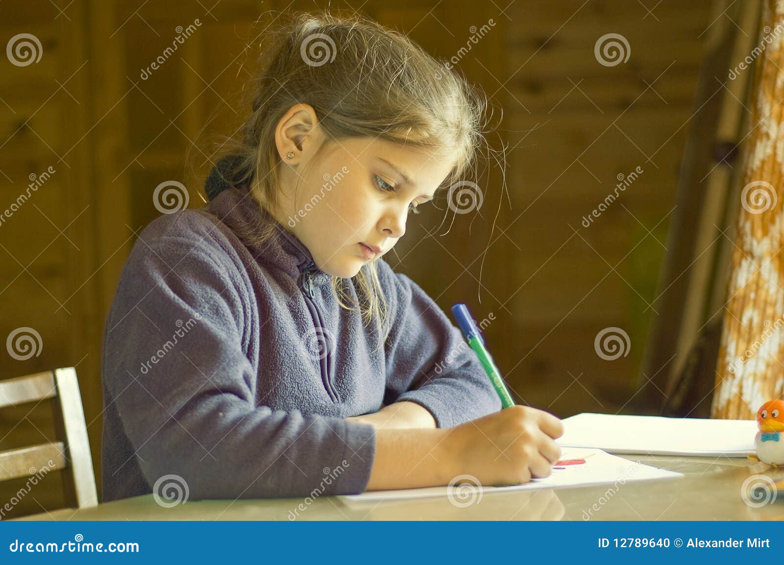 Girl is drawing stock photo. Image of hair, drawing, people - 12789640