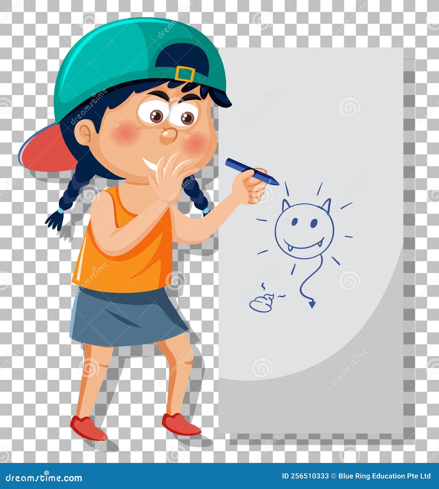 A Girl Drawing on Blank Paper Stock Vector - Illustration of blank ...