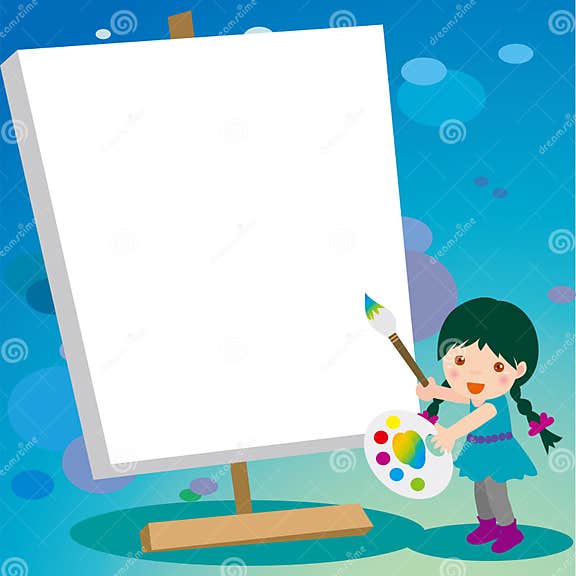 Girl and drawing board stock vector. Illustration of colourful - 19626964