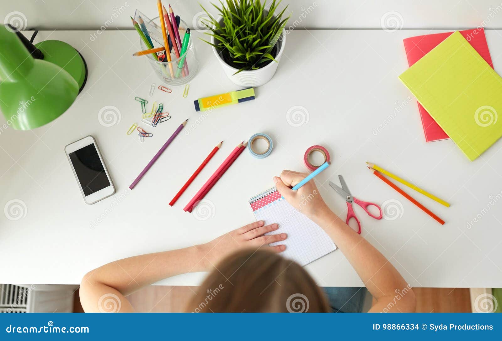 Girl Drawing in Notebook at Home Stock Photo - Image of child, drawing ...
