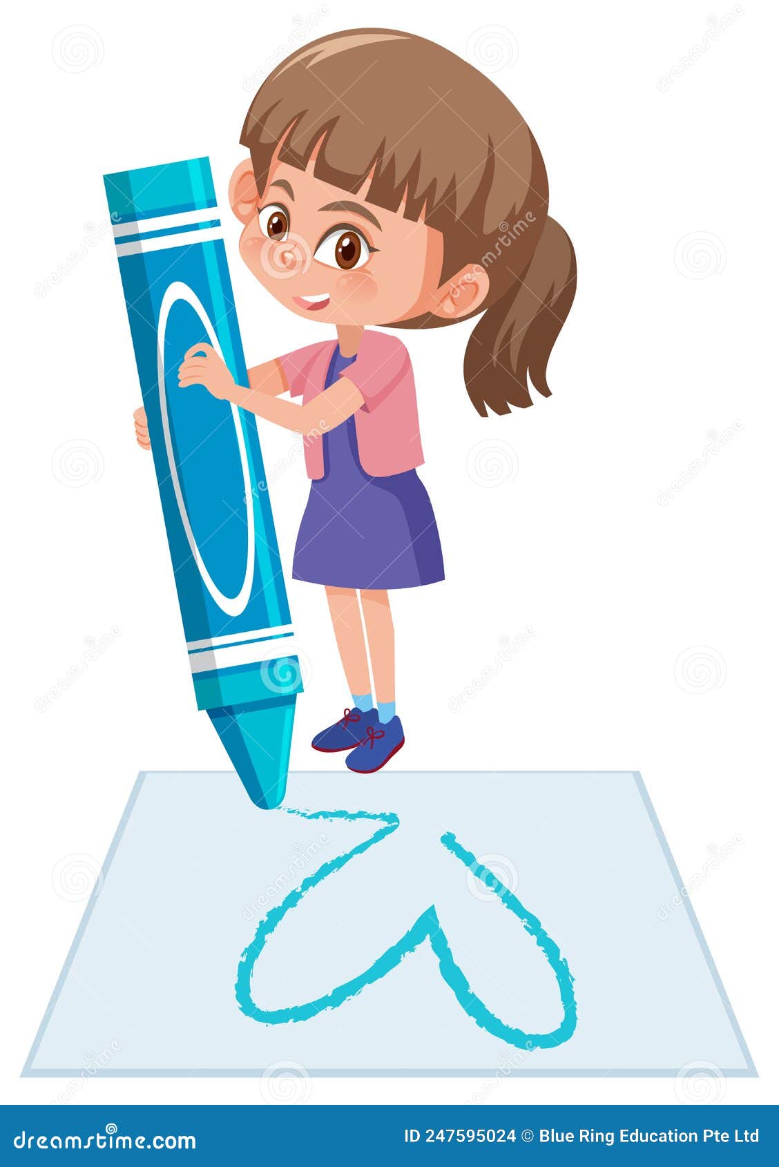 A Girl Drawing on a Paper on White Background Stock Vector ...