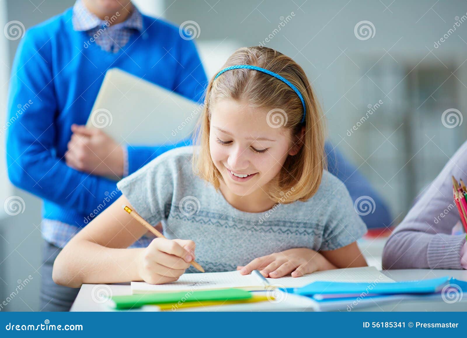 Girl drawing stock image. Image of education, drawing - 56185341